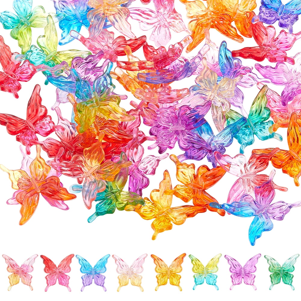 1 Box 60Pcs Acrylic Butterfly Beads Butterflies Beads Bulk Cute ...