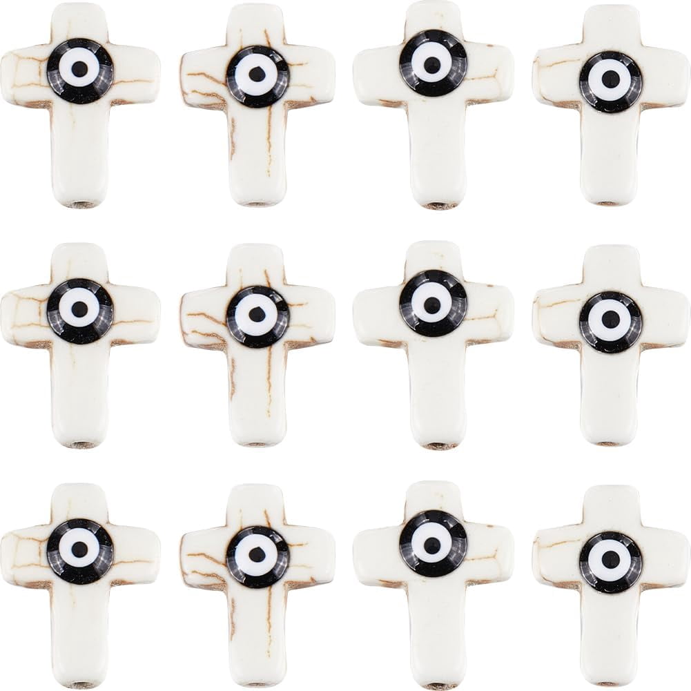 1 Box 60Pcs Bead Bulk Crucifix Beads Turquoise Stone White Pocket ...