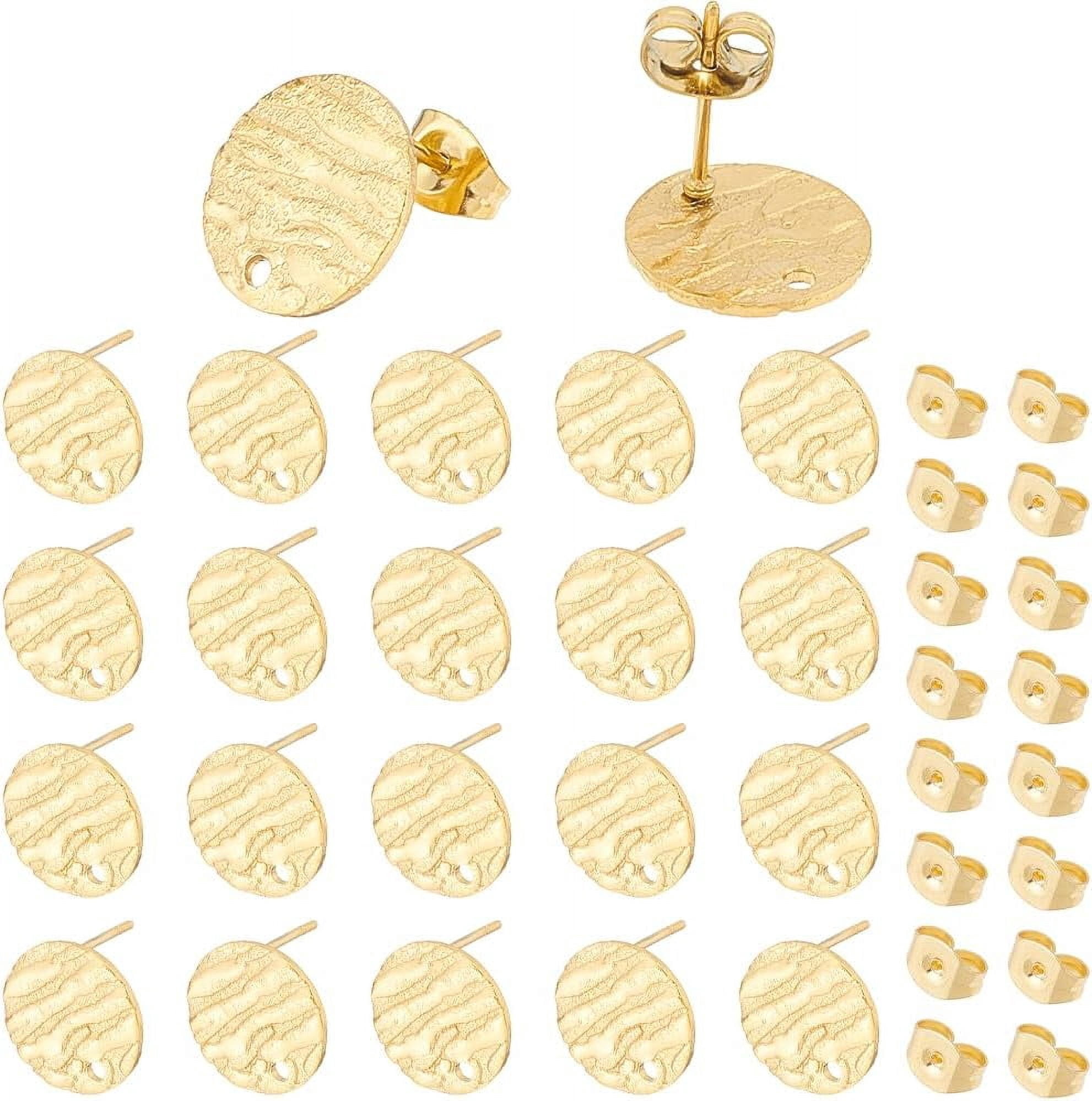 1 Box 60Pcs Blank Earrings Studs Flat Back Stud Earring Findings with ...