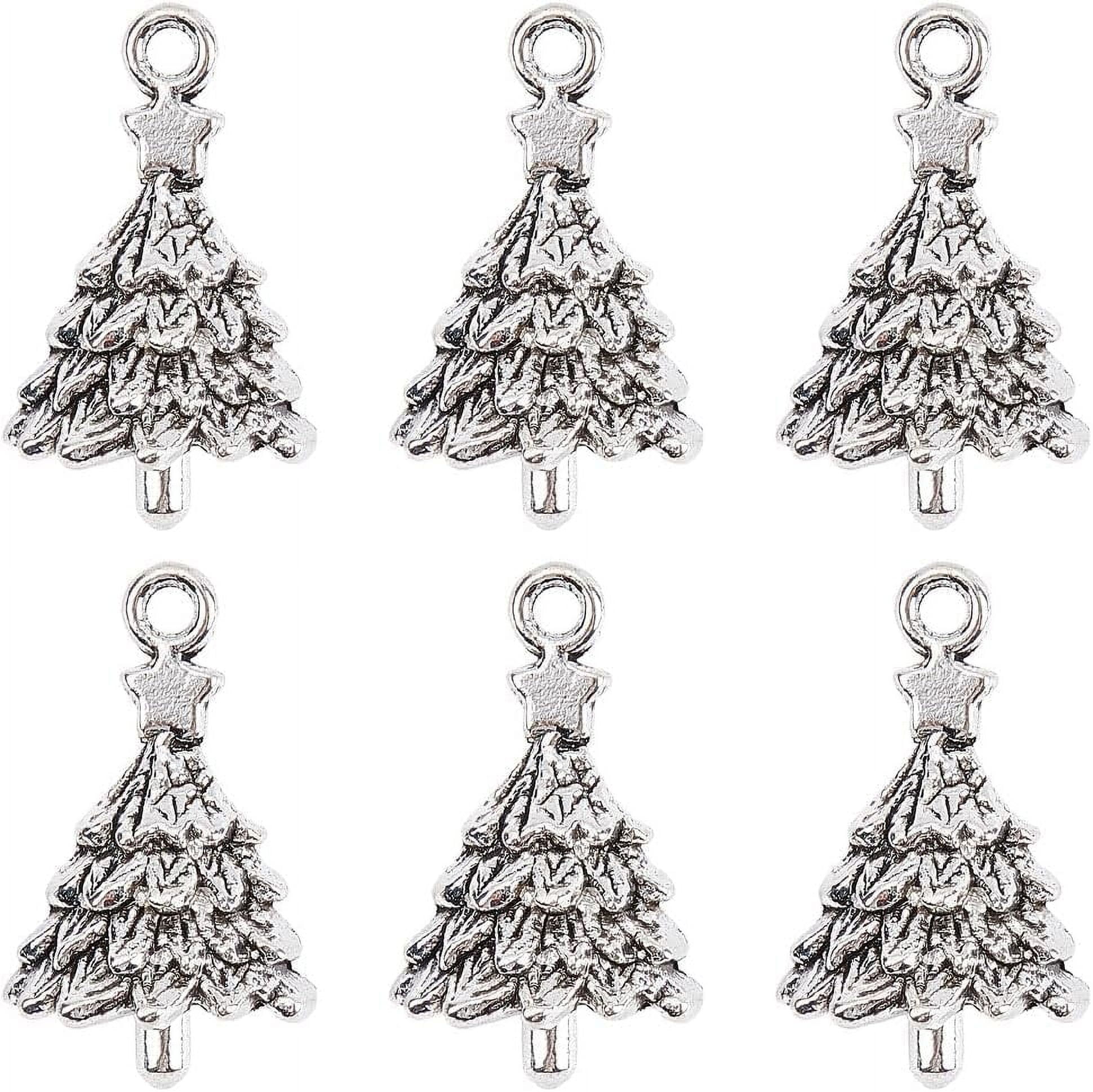 1 Box 60Pcs Christmas Tree Charm Christmas Tree Charms Bulk Winter 3D ...