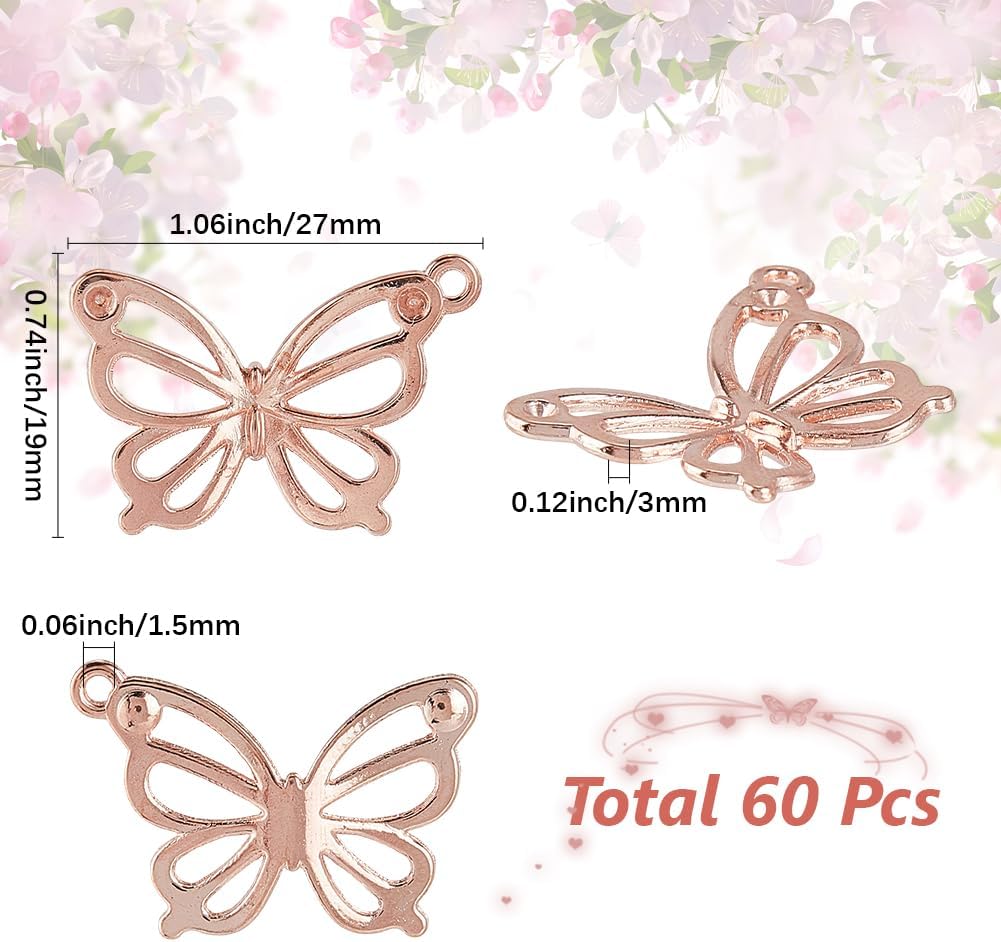 1 Box 60Pcs Hollow Butterfly Charms Butterflies Charms Spring Insect ...