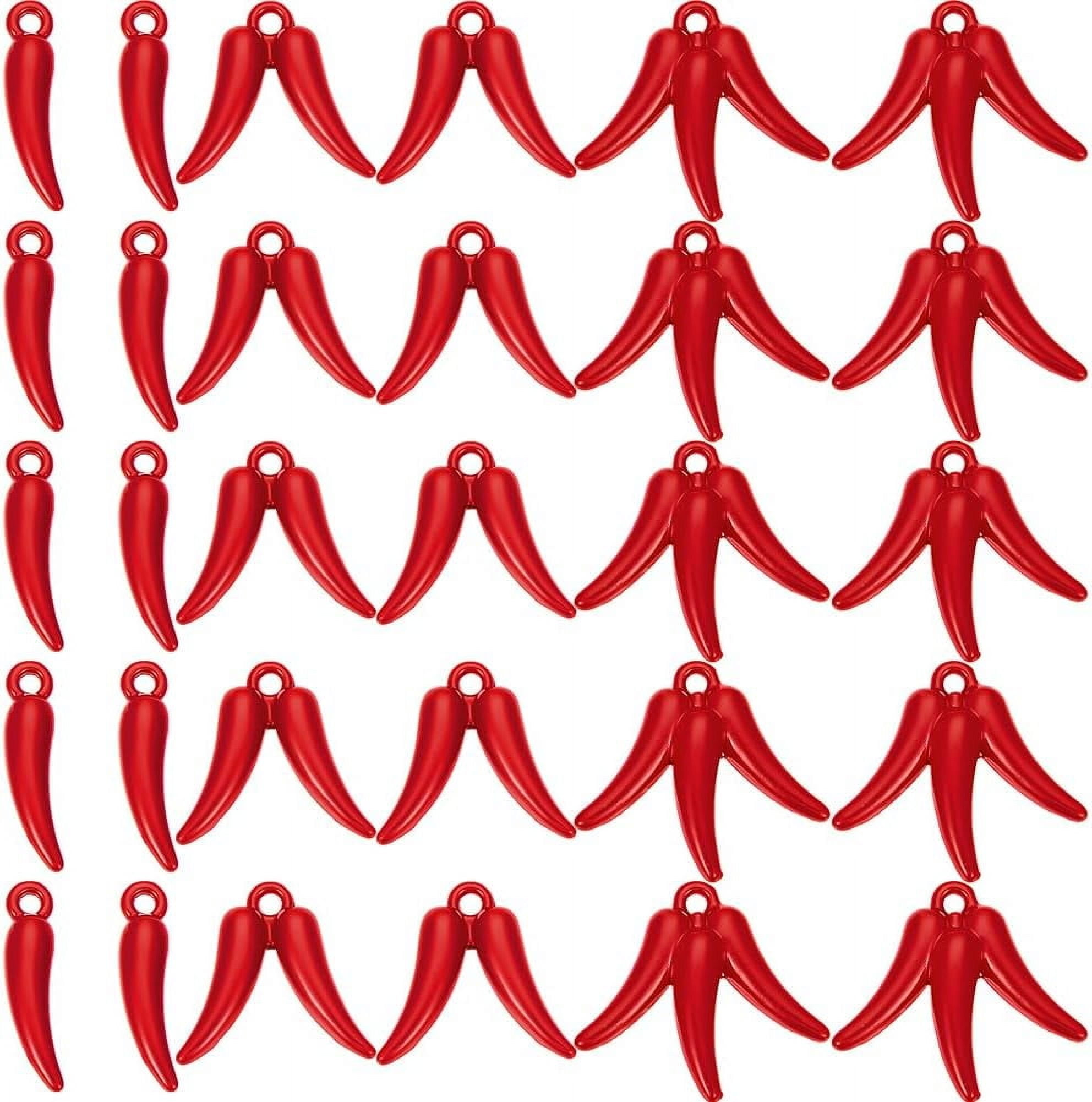 1 Box 60Pcs Hot Pepper Charm Chili Pepper Charms Enamel 3D Red Italian ...