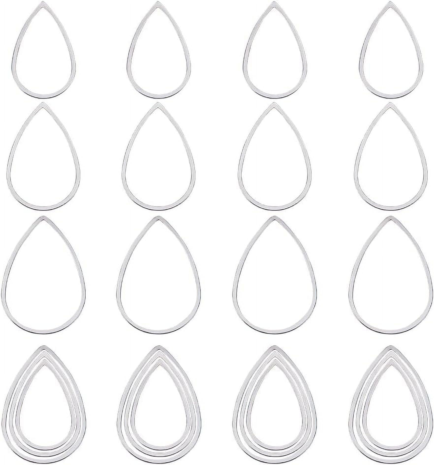 1 Box 60Pcs Open Bezel Charms Pendant Frame 3 Sizes Stainless Steel ...