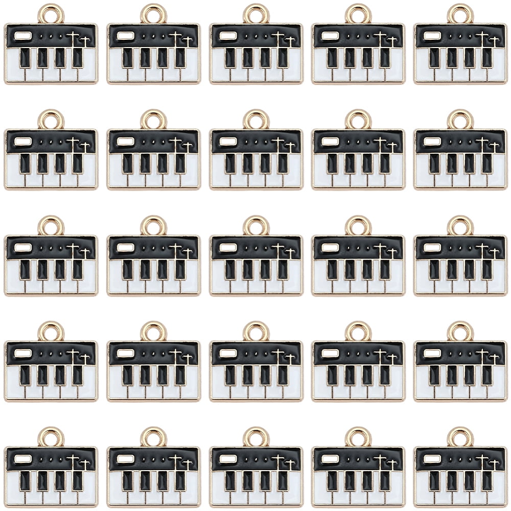 1 Box 60Pcs Piano Charms Bulk Music Charms Enamel Metal Golden Musical ...