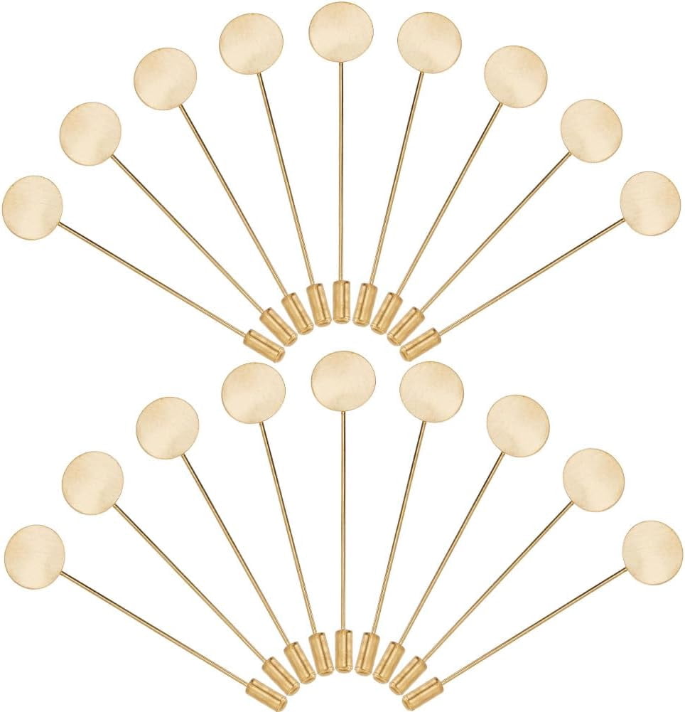 1 Box 60Pcs Round Tray Lapel Pin Bulk Brooch Stick Pin Set Brass Safety ...
