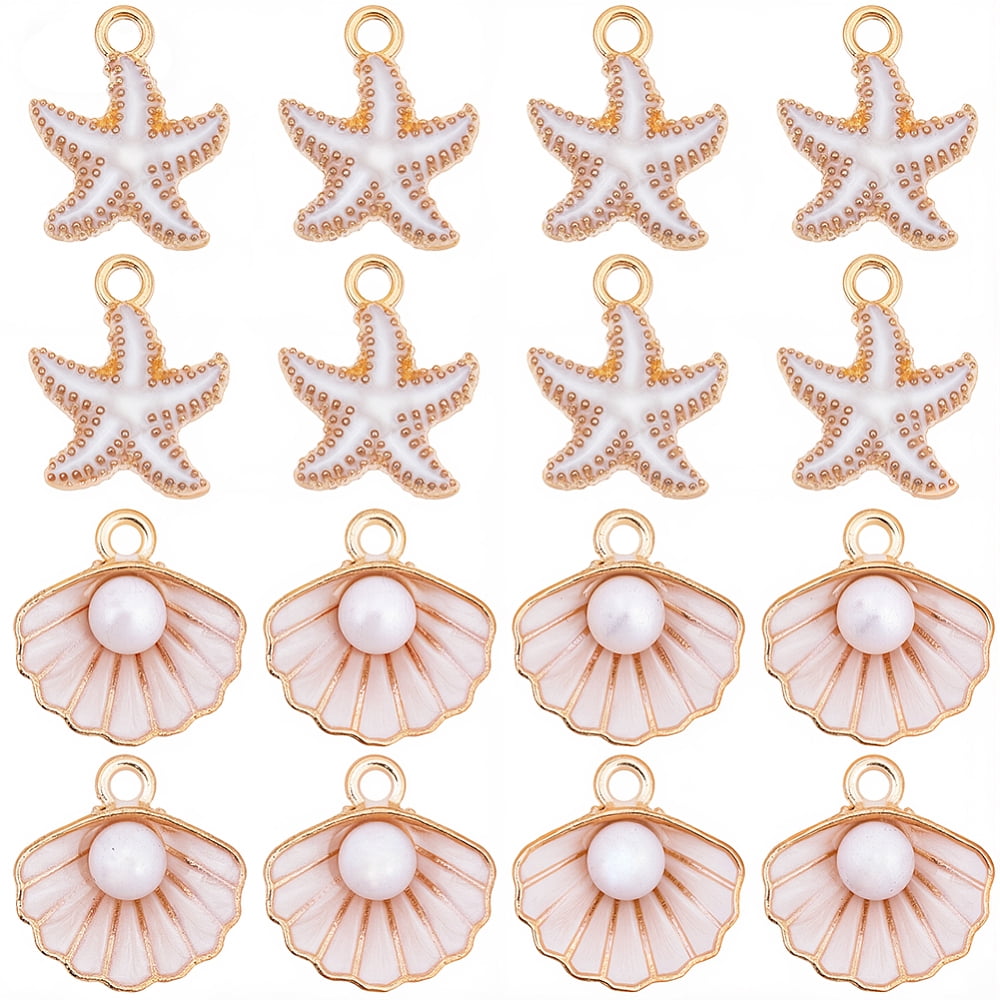 1 Box 60Pcs Seashell and Starfish Charms Gold Ocean Charm Bulk Metal ...