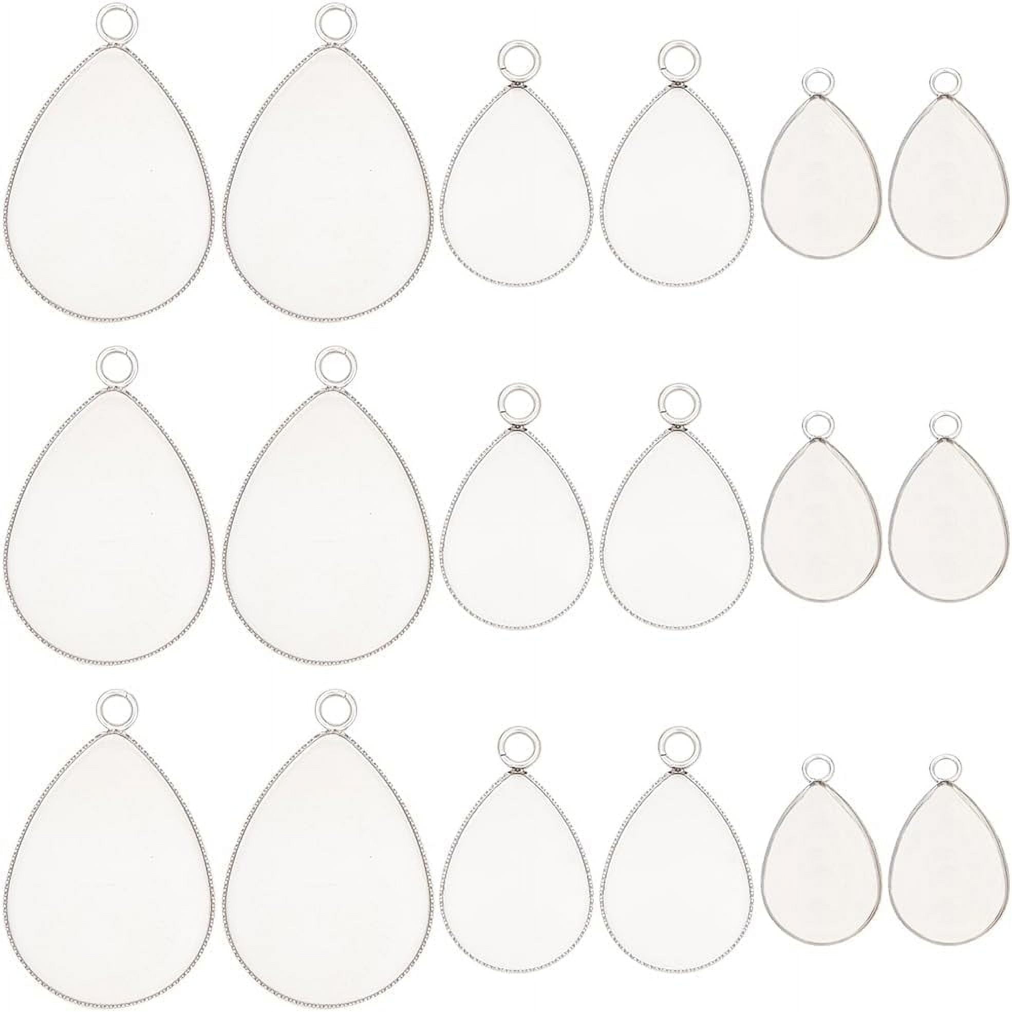 1 Box 60Pcs Stainless Steel Cabochon Bezels Pendant Bezel Trays for ...