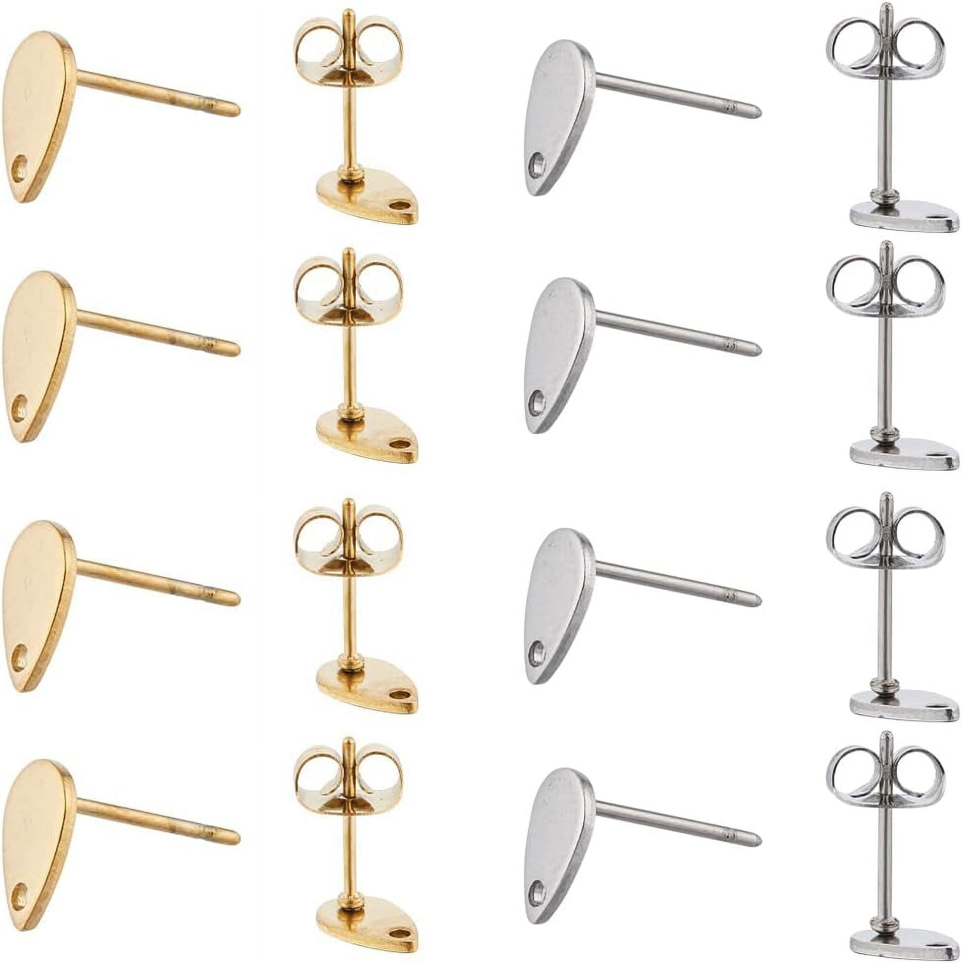 1 Box 60Pcs Teardrop Earring Findings 304 Stainless Steel Earring Posts ...