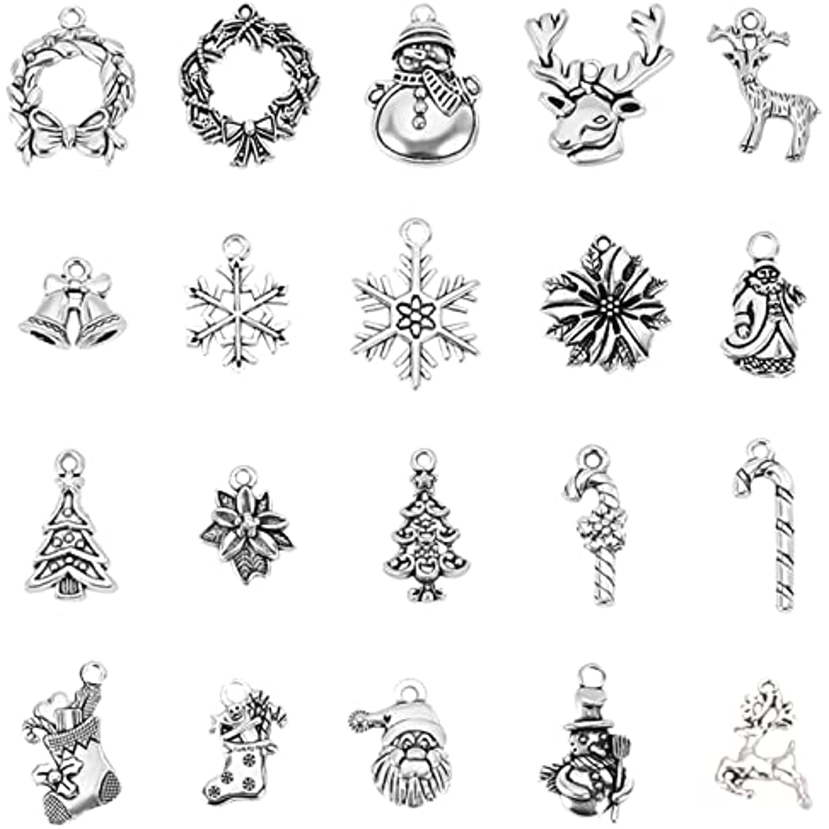 1 Box 60Pcs Tibetan Style Alloy Christmas Charms Santa Claus Snowman ...