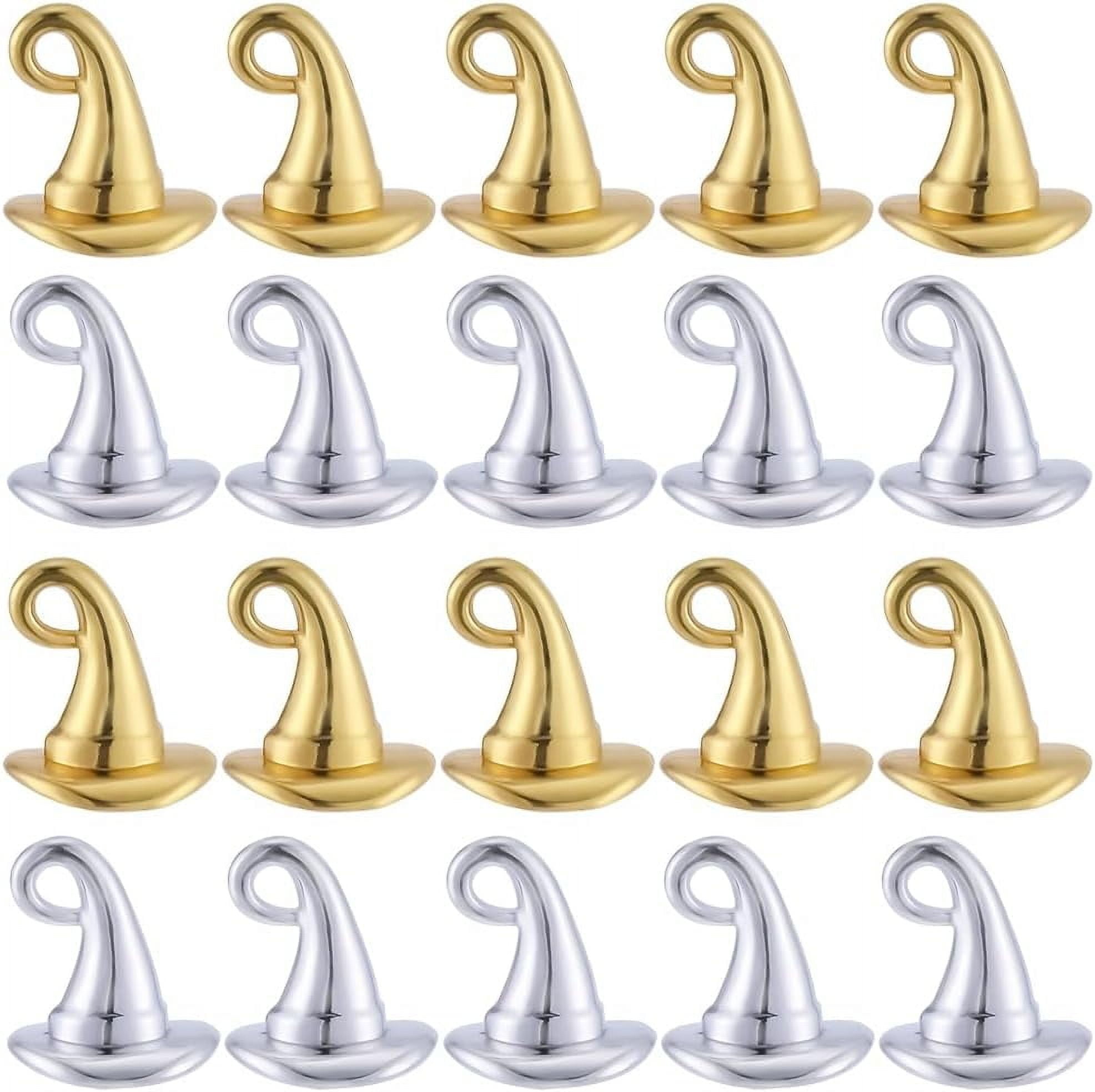 1 Box 60Pcs Wizard Hat Charms Bulk Witch Hats Charm 3D Alloy Gold ...