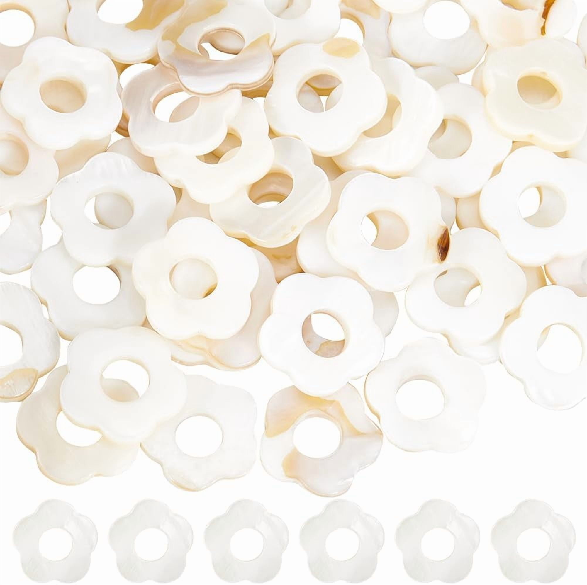 1 Box 60pcs Freshwater Shell Beads Shell Flower Beads Natural Hollow ...