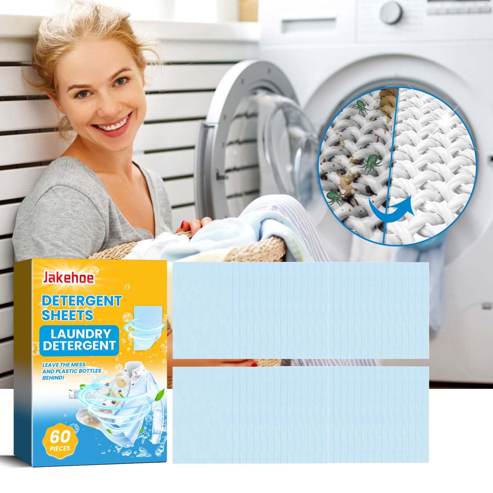 1 Box(60pcs) Laundry Tablets Strong Decontamination Detergent Powder ...
