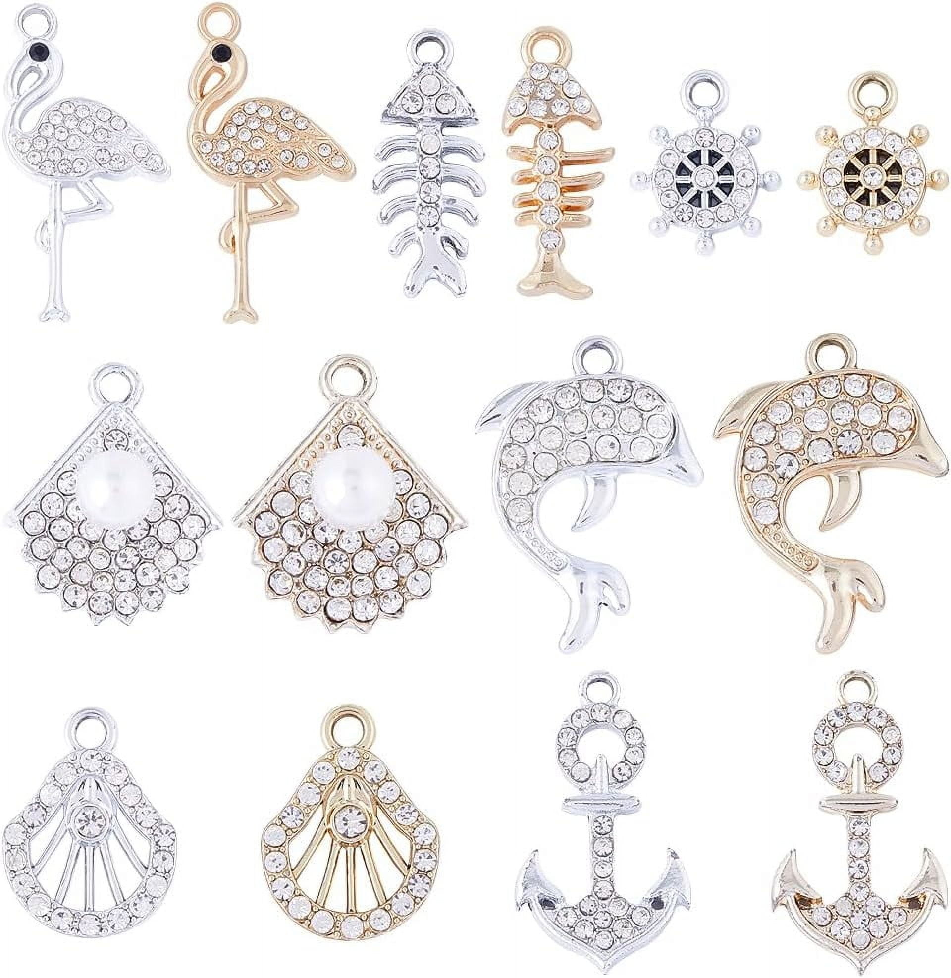 1 Box 64Pcs 7 Styles Sea Charms Bulk Ocean Charms Silver Alloy ...