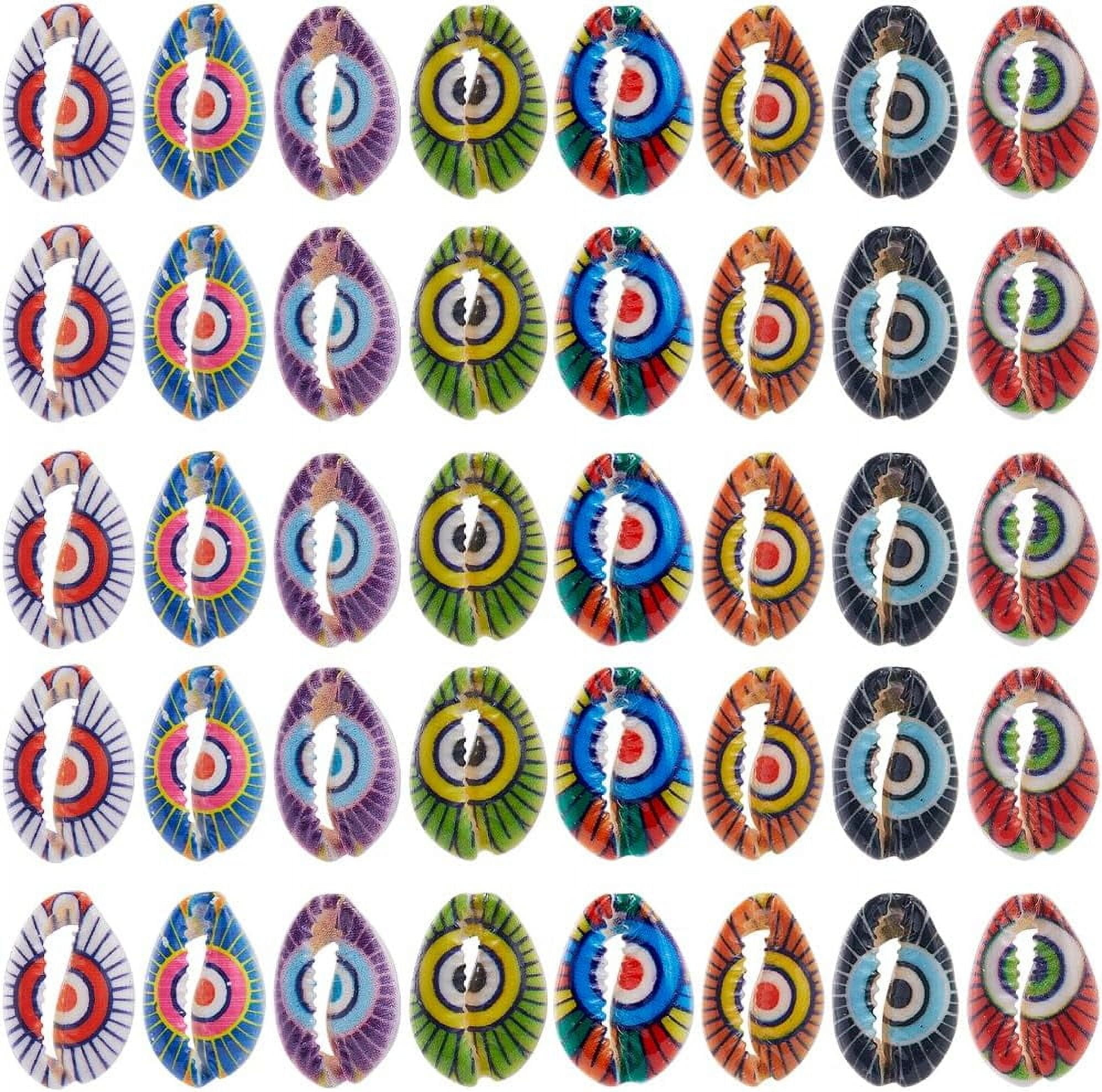 1 Box 64Pcs Cowrie Shells Undrilled Colorful Evil Eye Seashells No Hole ...
