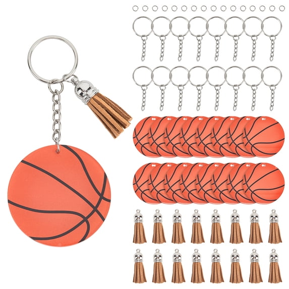 1 Box 64pcs DIY Sports Keychain Basketball Keychain DIY Acrylic ...