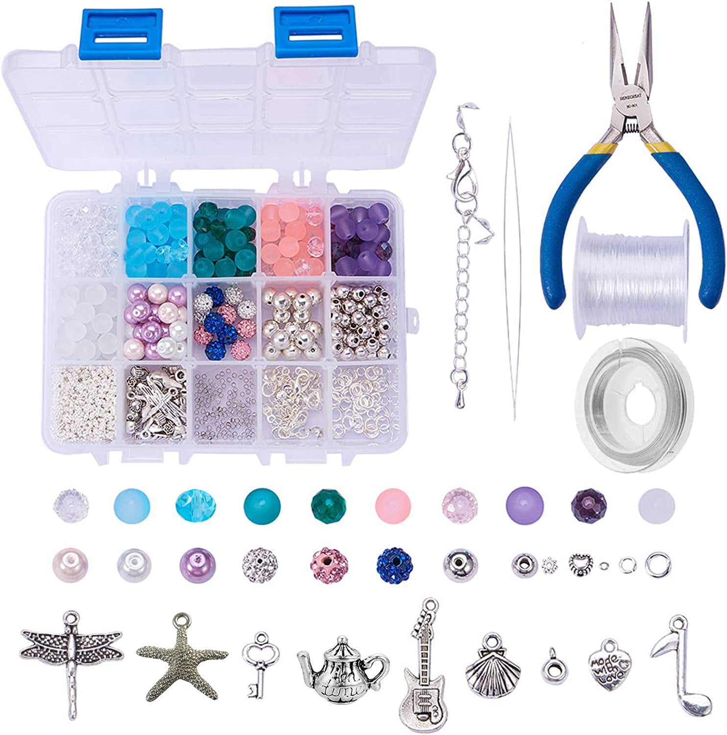 1 Box 650+pcs Luxury Jewelry Making Kits Beaded Charm Christmas ...