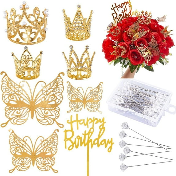 1 Box 67Pcs Flower Bouquets Kit Corsage Pins Bulk Cake Topper ...