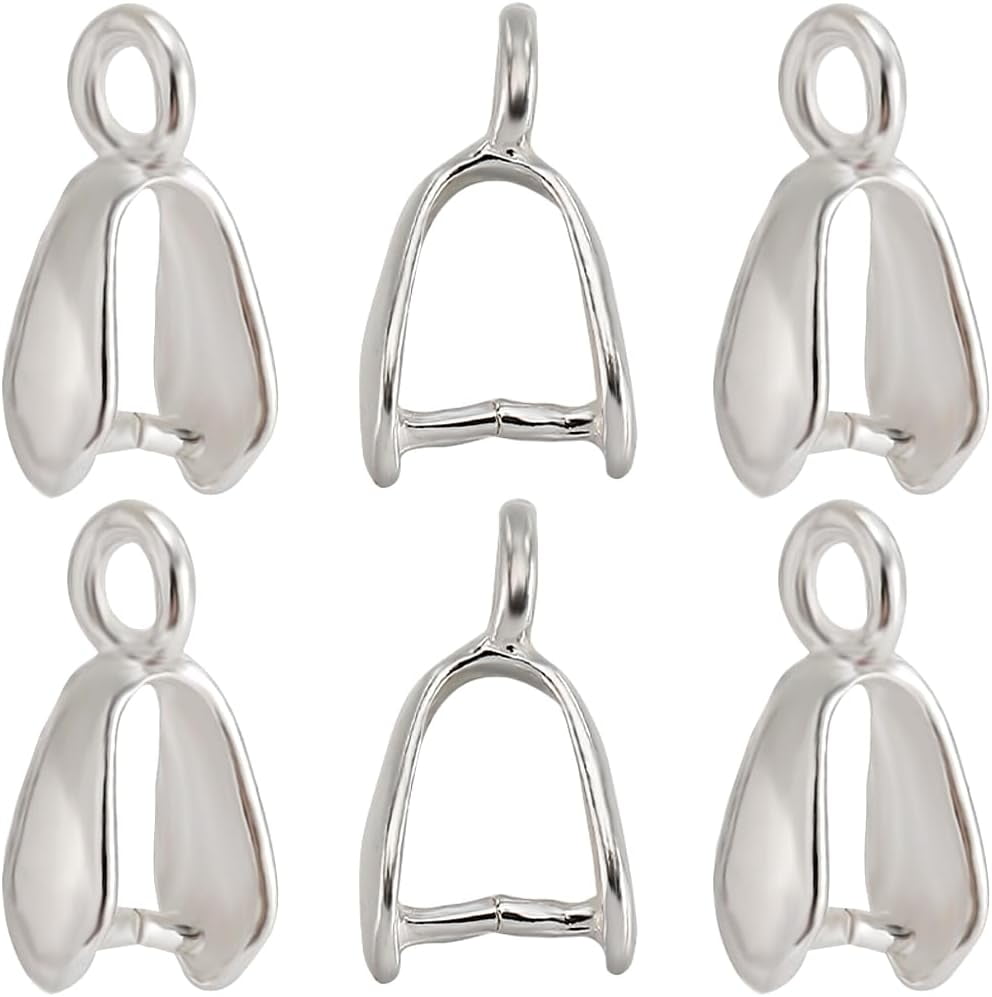 1 Box 6PCS 925 Sterling Silver Pendant Pinch Bails Clasps Metal Snap On ...