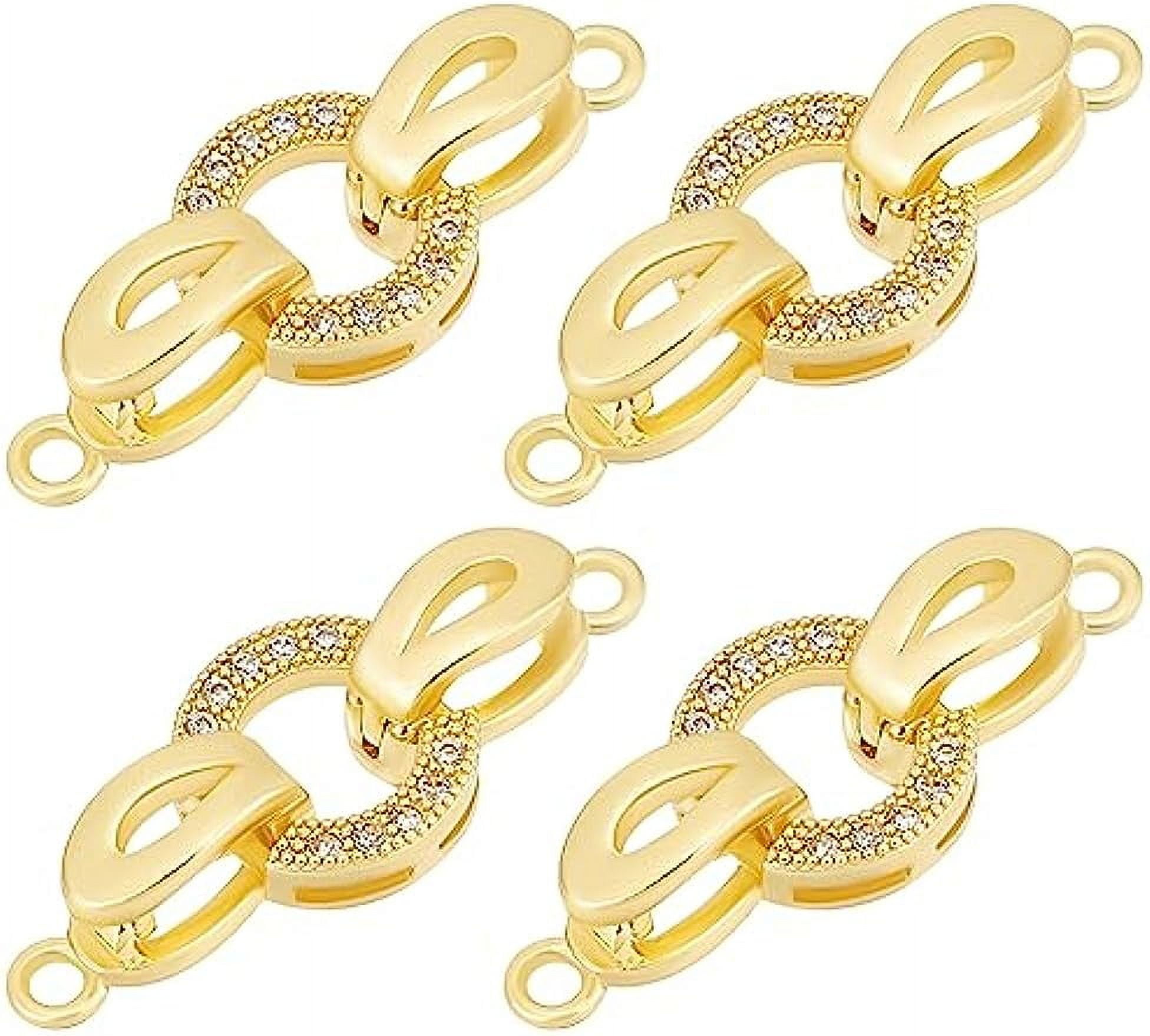 1 Box 6Pcs 18K Gold Plated Fold Over Clasps Cubic Zirconia Oval Shaped ...