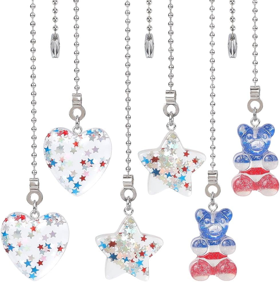 1 Box 6Pcs 3 Styles Decorative Ceiling Fan Chains Fan Pull Chain ...