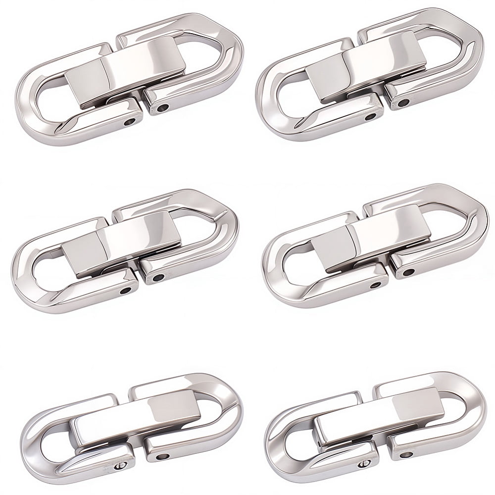 1 Box 6Pcs 304 Stainless Steel Fold Over Clasp 3 Sizes Necklace ...