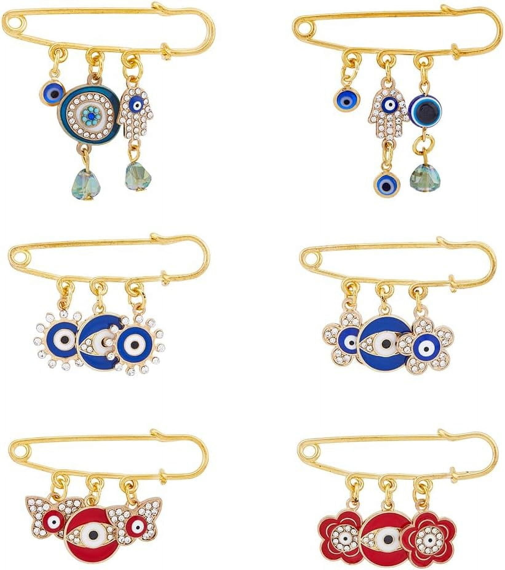 1 Box 6Pcs 6 Style Evil Eye Brooch Pins Alloy Enamel Lapel Pins Vintage ...