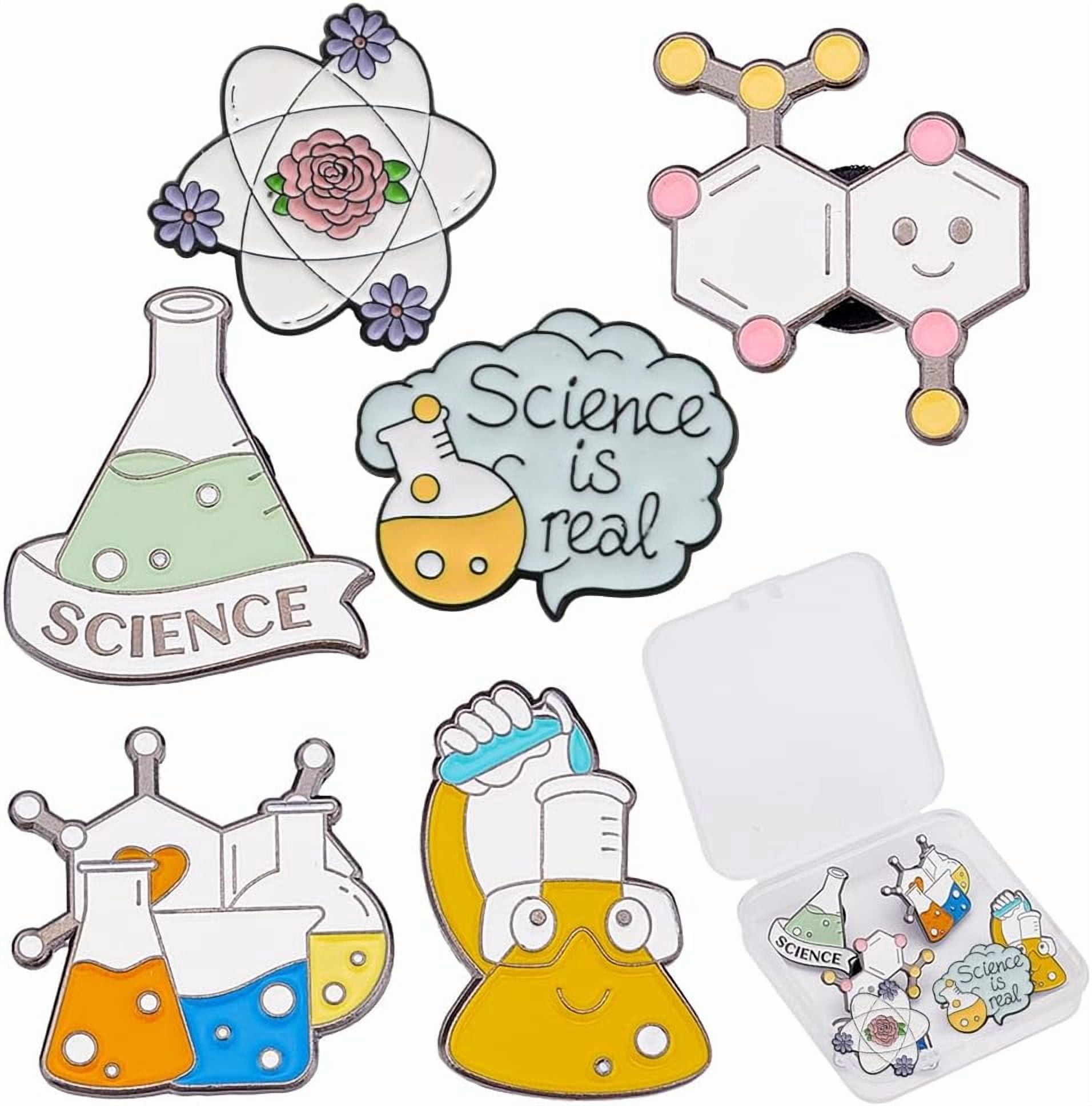 1 Box 6Pcs 6 Style Lab Pins for Badge Enamel Pin Brooches Laboratory ...