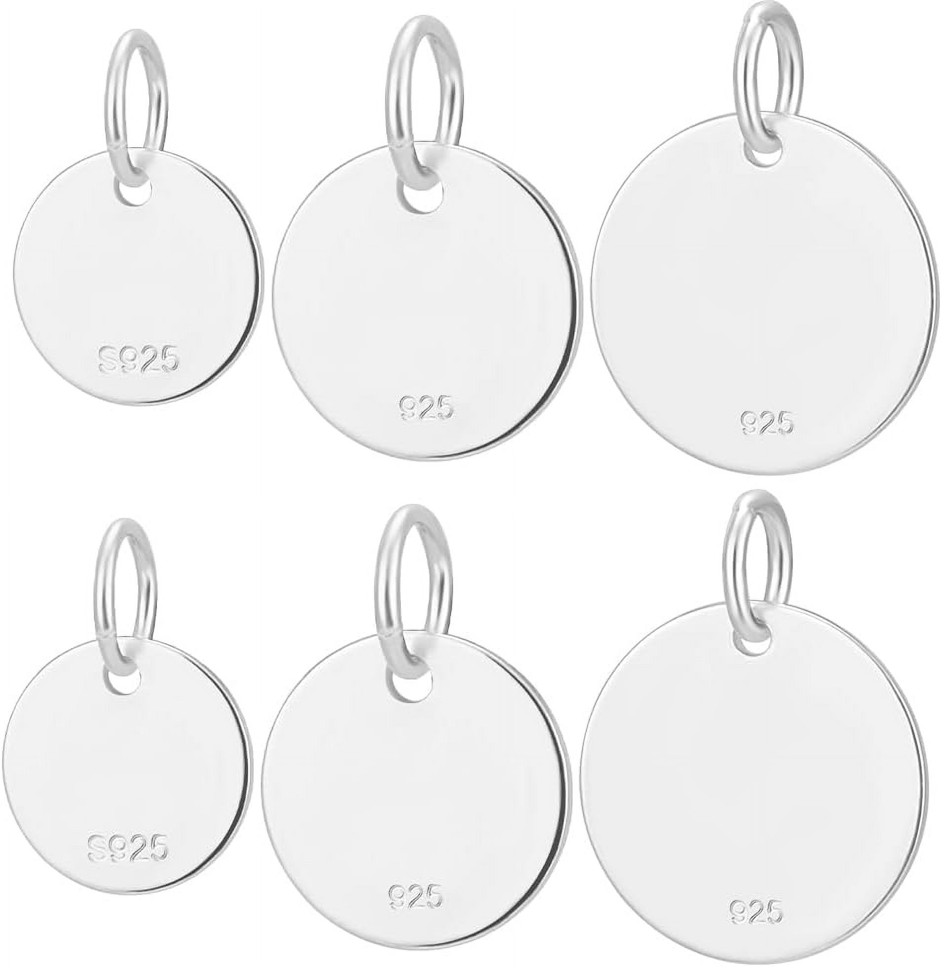 1 Box 6Pcs 8/10/12mm Flat Round Charms 925 Sterling Silver Blank ...