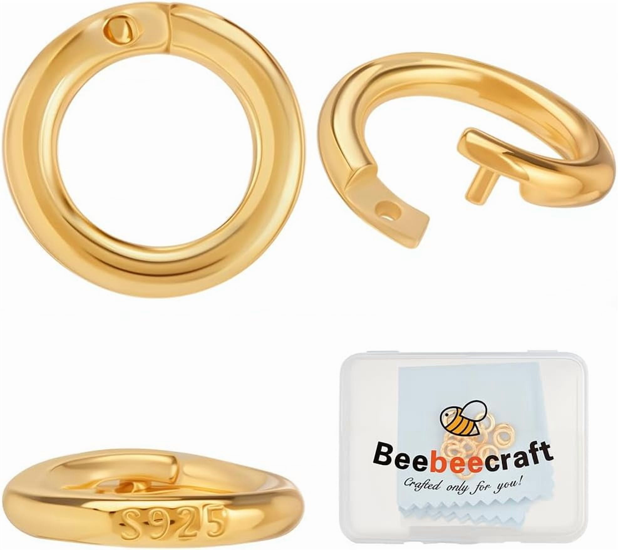 1 Box 6Pcs 925 Sterling Silver Lock Jump Ring OD 10mm ID 6.5mm 24K Gold ...