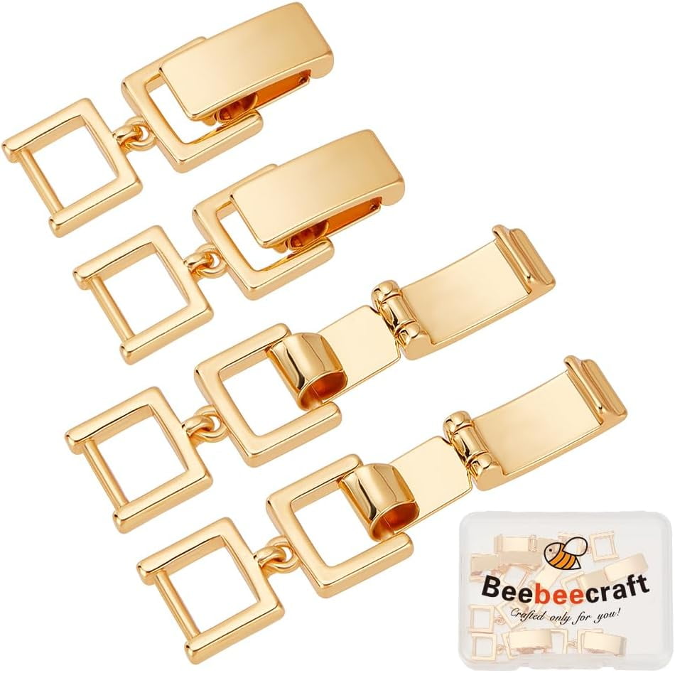 1 Box 6Pcs Bracelet Fold Over Clasps 29mm Real 24K Gold Plated Brass ...