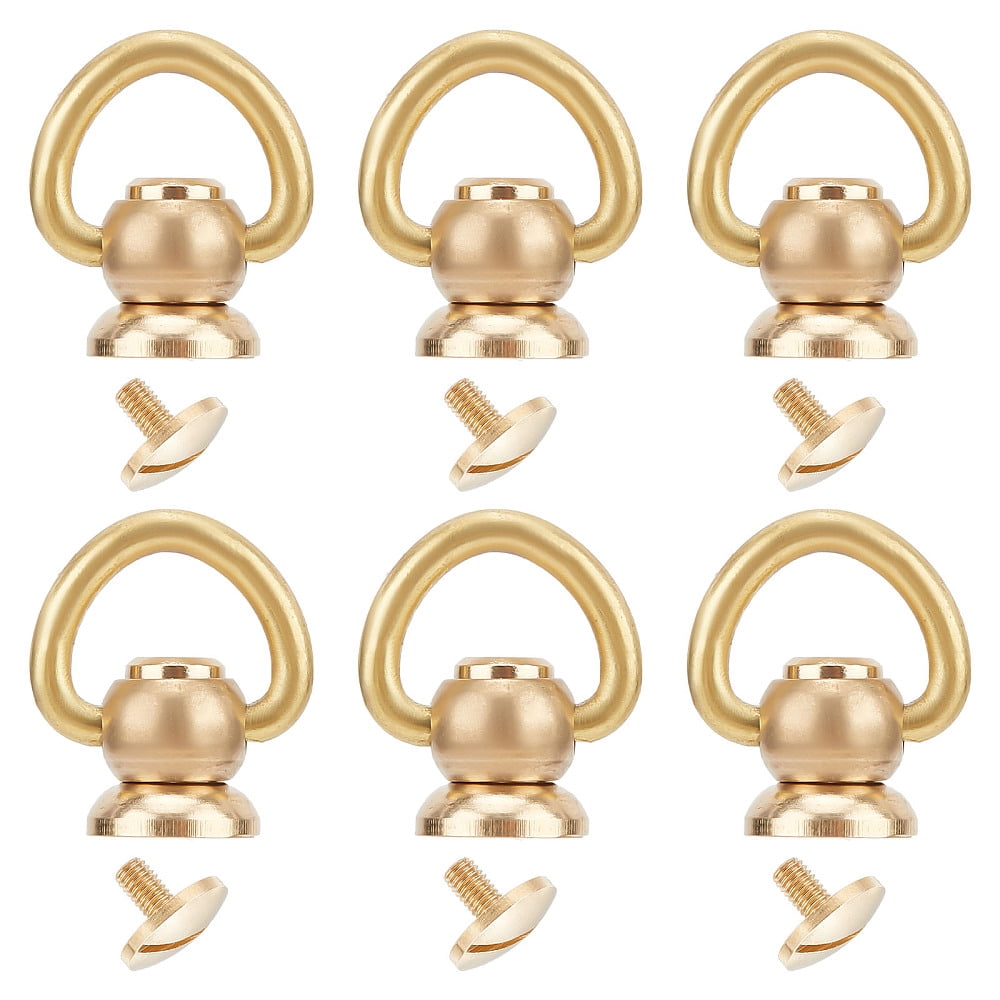 1 Box 6Pcs Brass 360 Degree Rotate Ball Post D Ring Screwback Rivets ...