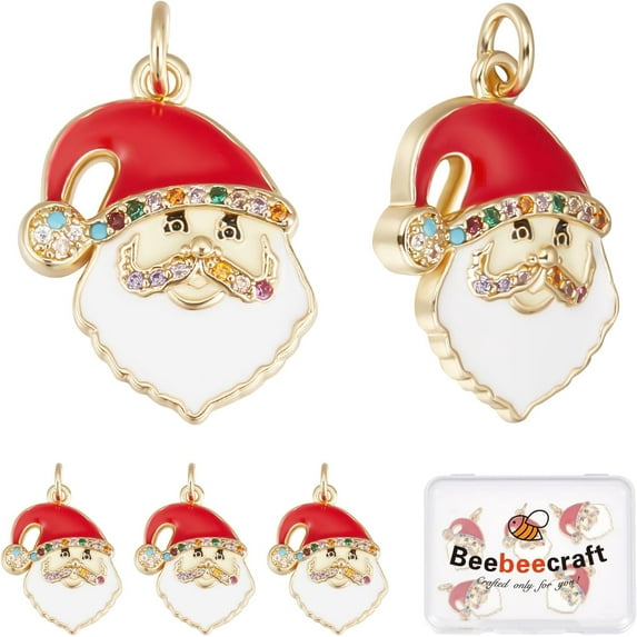 1 Box 6Pcs Christmas Charms 18K Gold Plated Santa Claus Charms Cubic ...