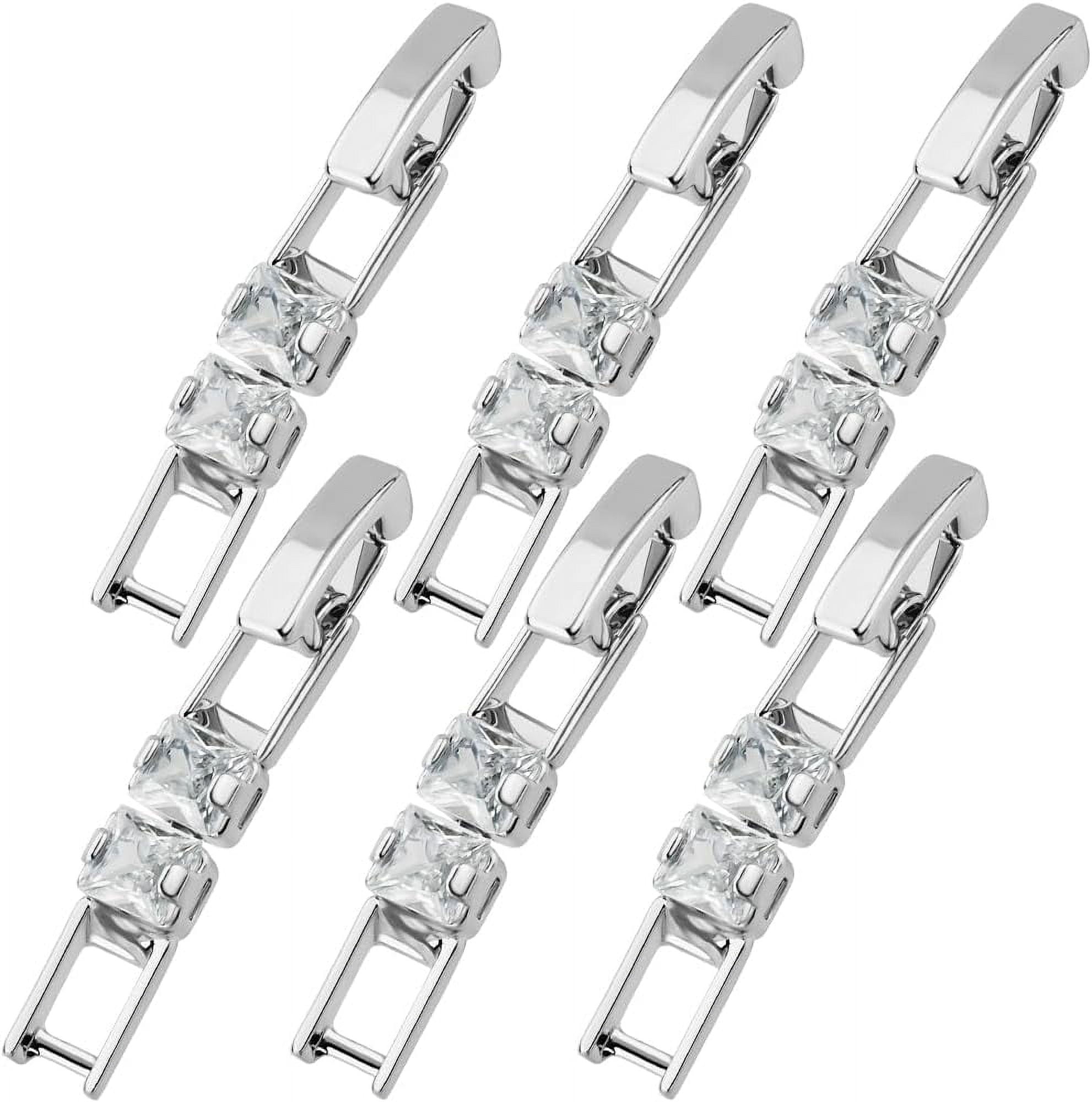 1 Box 6Pcs Cubic Zirconia Foldover Clasps Silver Brass Fold Over ...