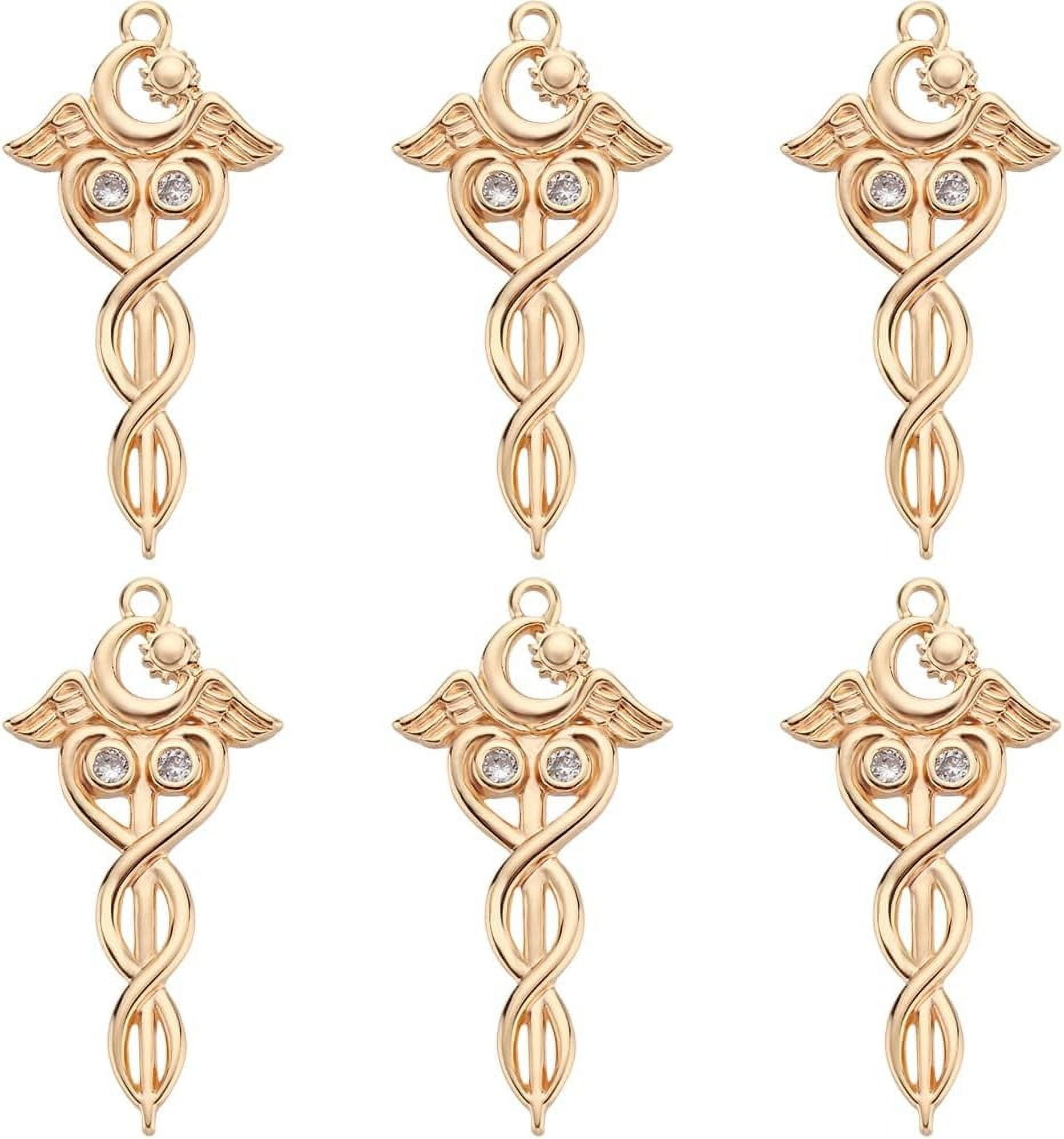 1 Box 6Pcs Healthcare Symbol Pendant Charm 18K Gold Plated Brass Cubic ...
