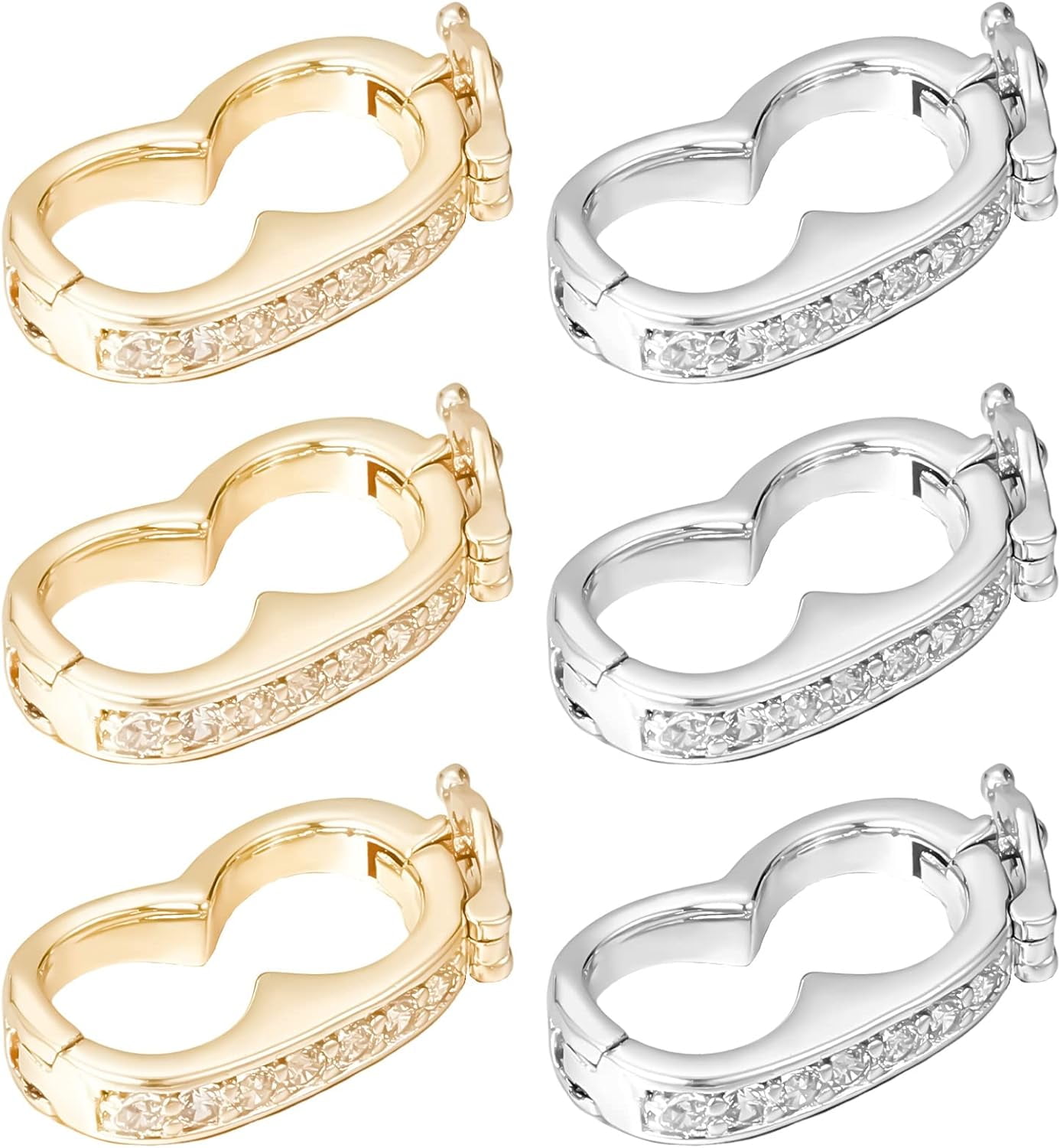 1 Box 6Pcs Layered Necklace Clasps Bracelet Layering Clasp Rhinestone ...
