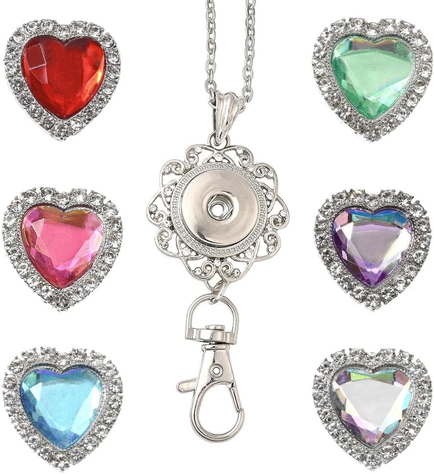 1 Box 6Pcs Snap Button Necklaces Badge Holder Breakaway Shiny ...