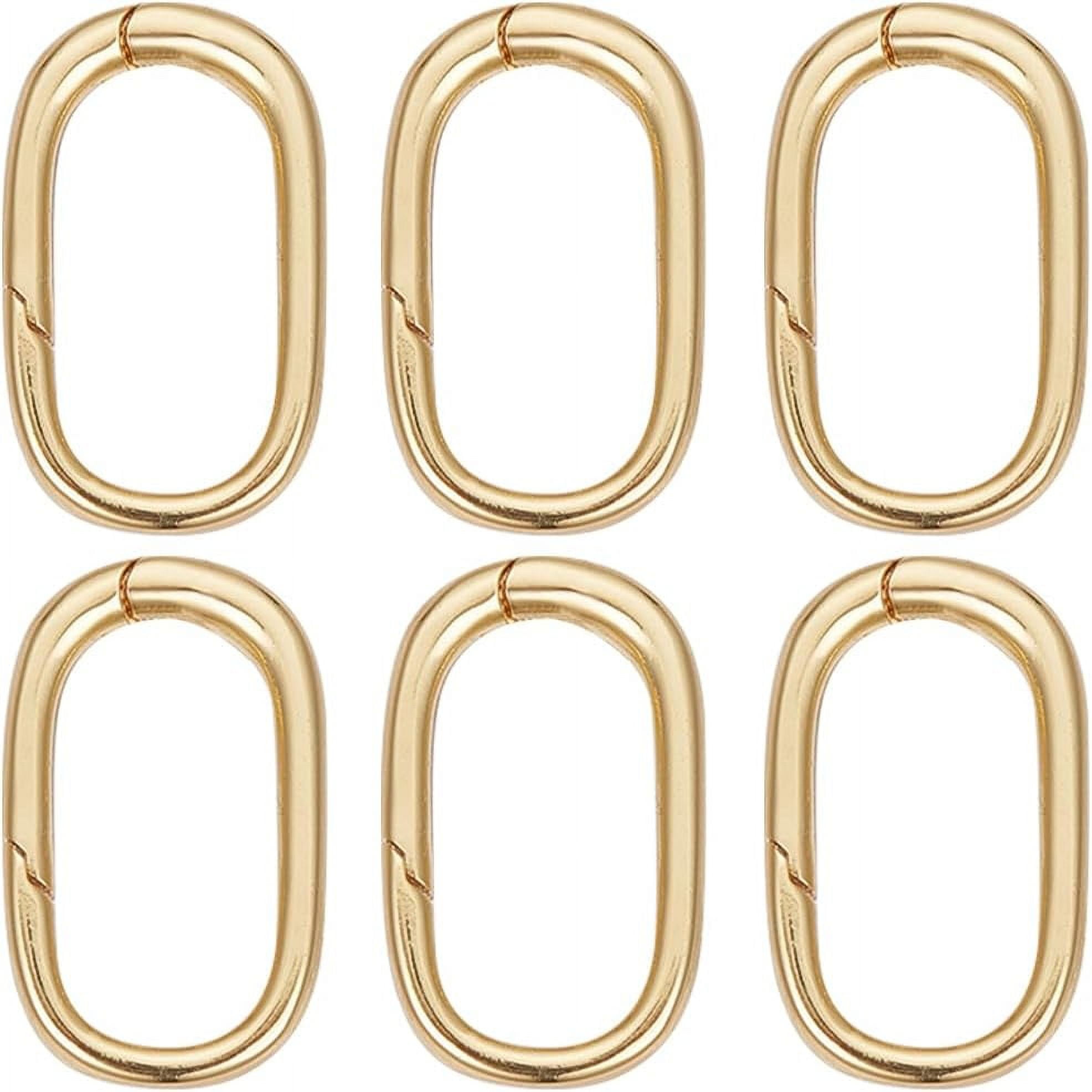 1 Box 6Pcs Spring O Rings 0.77 inch 18K Gold Plated Brass Trigger Spring O Ring Oval Carabiner ...