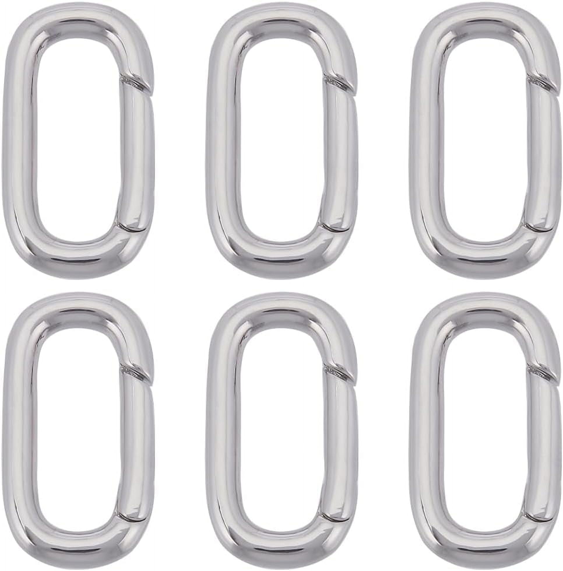 1 Box 6Pcs Spring Oval Rings Carabiner Ring Silver Small Trigger Gate ...
