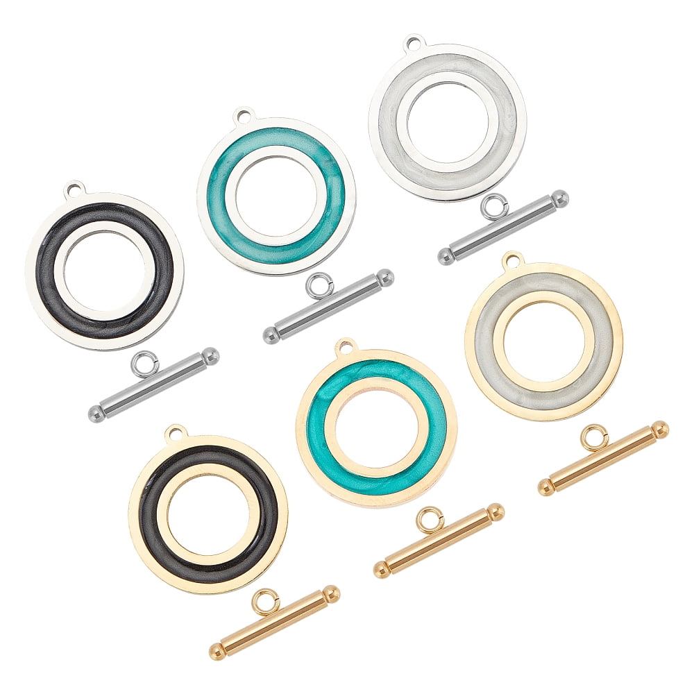 1 Box 6Sets 6 Colors 304 Stainless Steel Toggle Clasps Ring Mixed Color ...