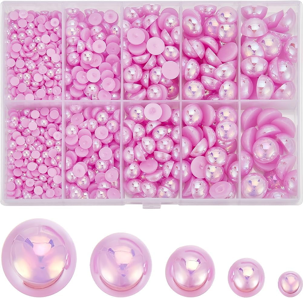 1 Box 70G 4~12mm Half Round Nail Pearls Flatback Nail Beads Bulk ABS ...