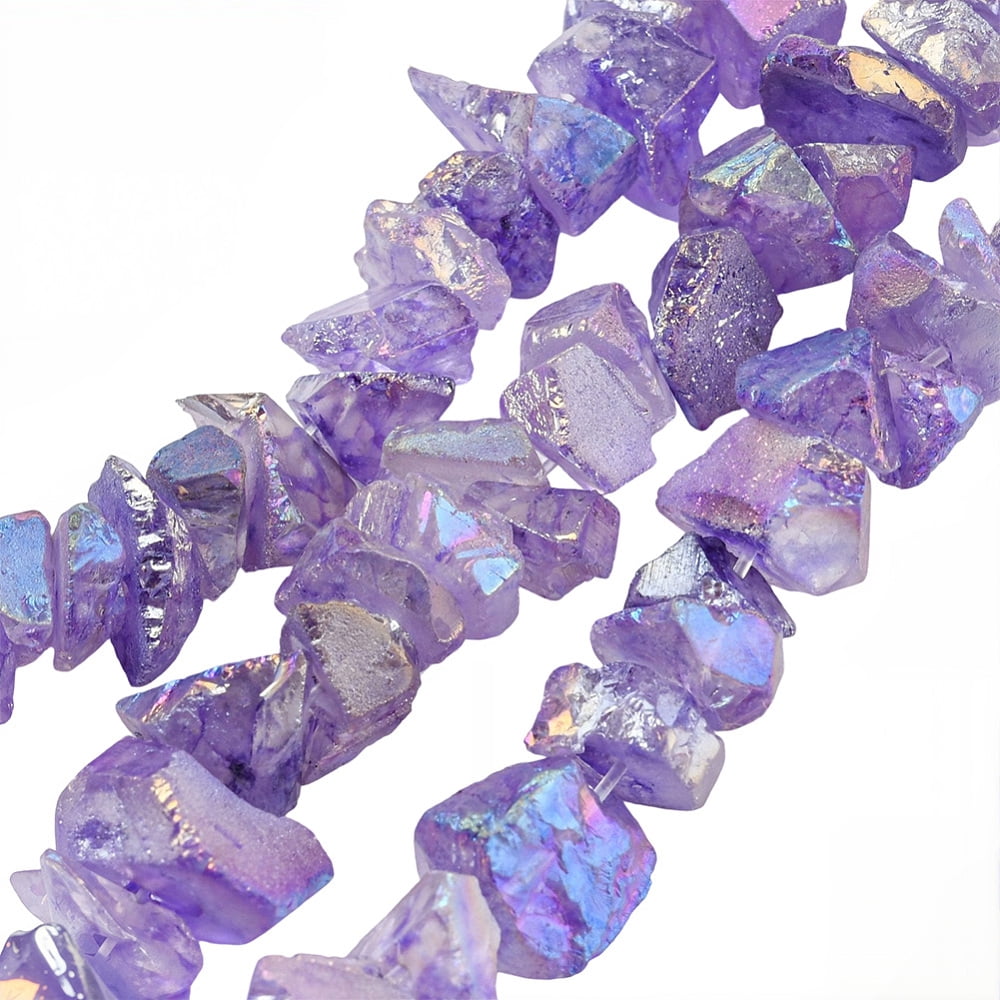 1 Box 71PCS Purple Natural Quartz Stones Chips Beads with Holes Plated ...
