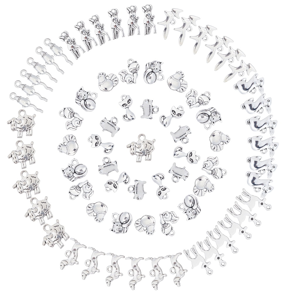 1 Box 72Pcs 12 Styles Alloy Animal Charms Dog Pendants Tibetan Style ...