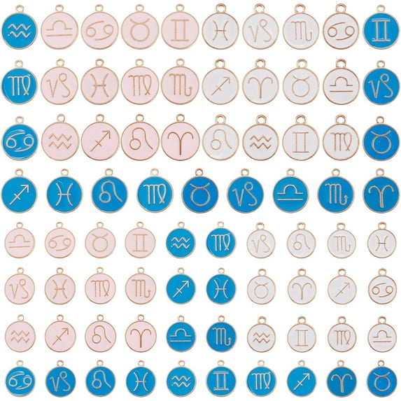 1 Box 72Pcs 3 Colors Zodiac Charm 12 Constellation Sign Letters Alloy ...