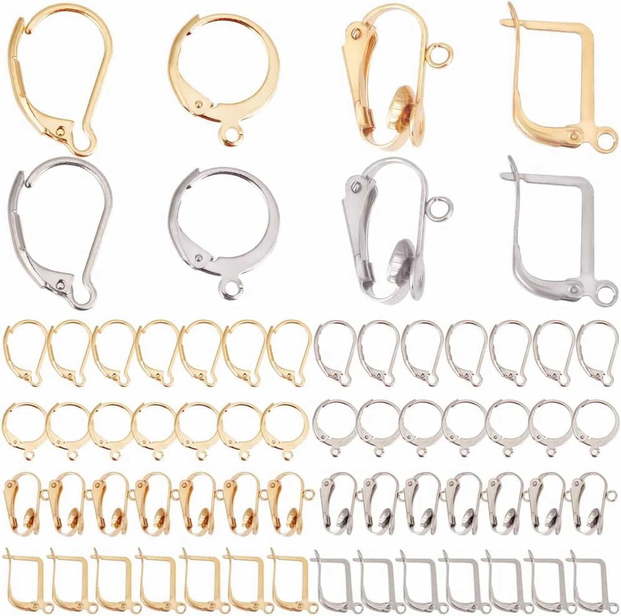 1 Box 72Pcs Leverback Earring Hooks Silver Clip on Earring Convert ...