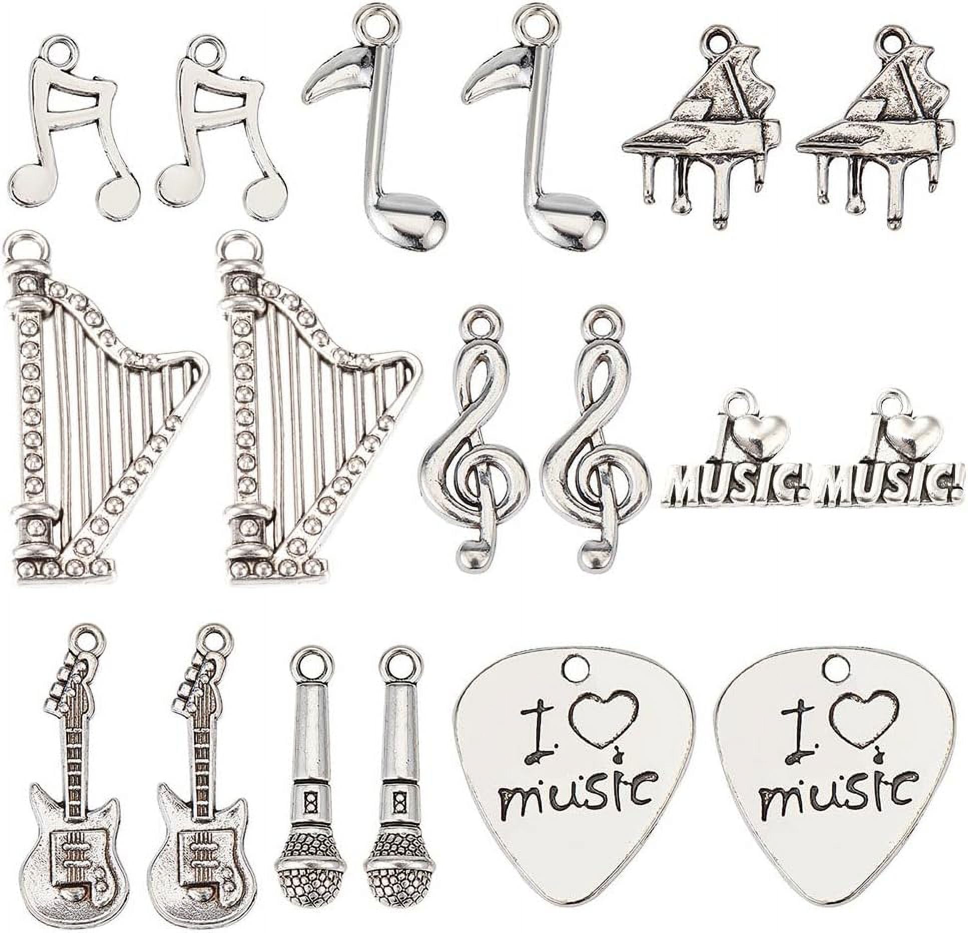 1 Box 72Pcs Music Charms Musical Note Charms Piano Guitar Cassette Tape ...