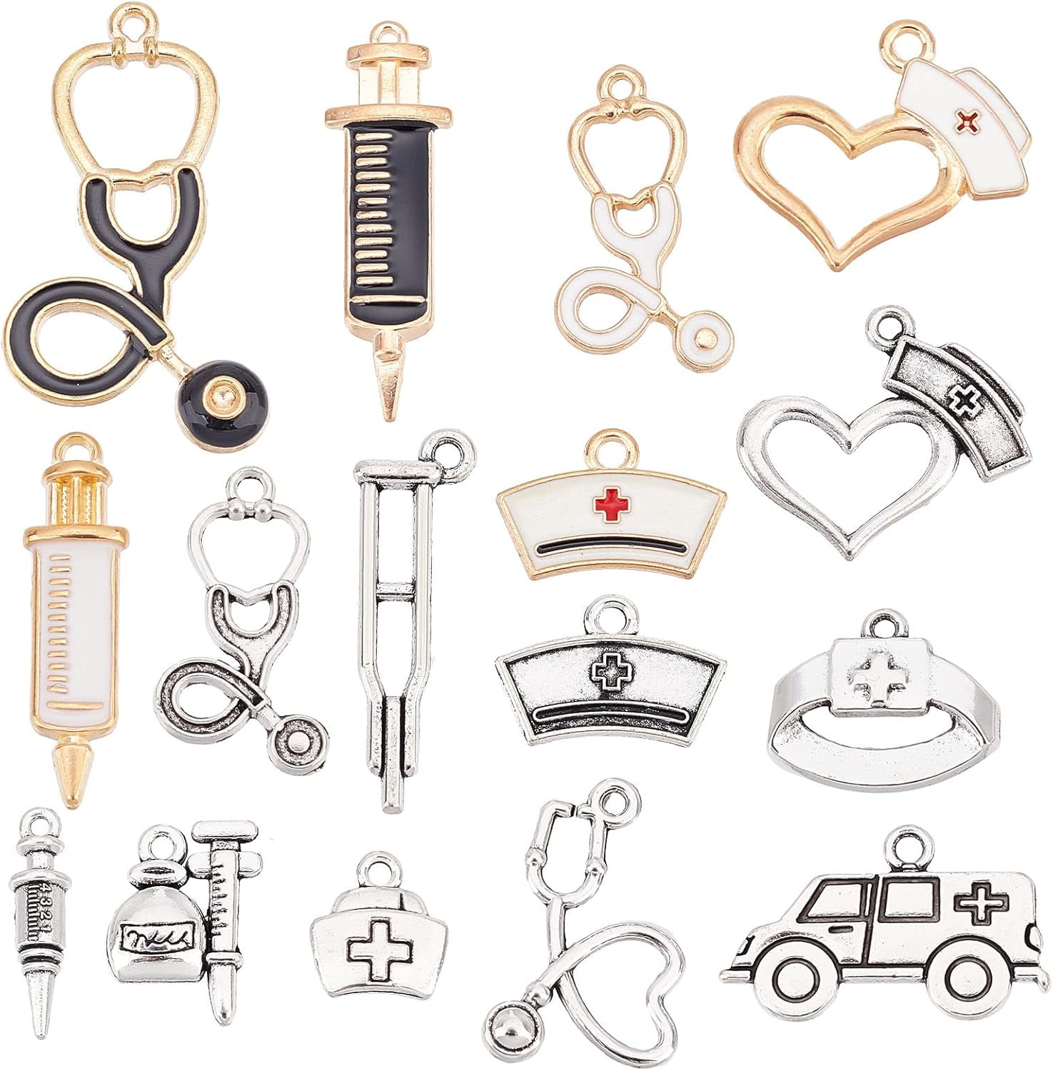 1 Box 72Pcs Nurse Charms Medical Charms Doctor Charm Enamel Stethoscope ...
