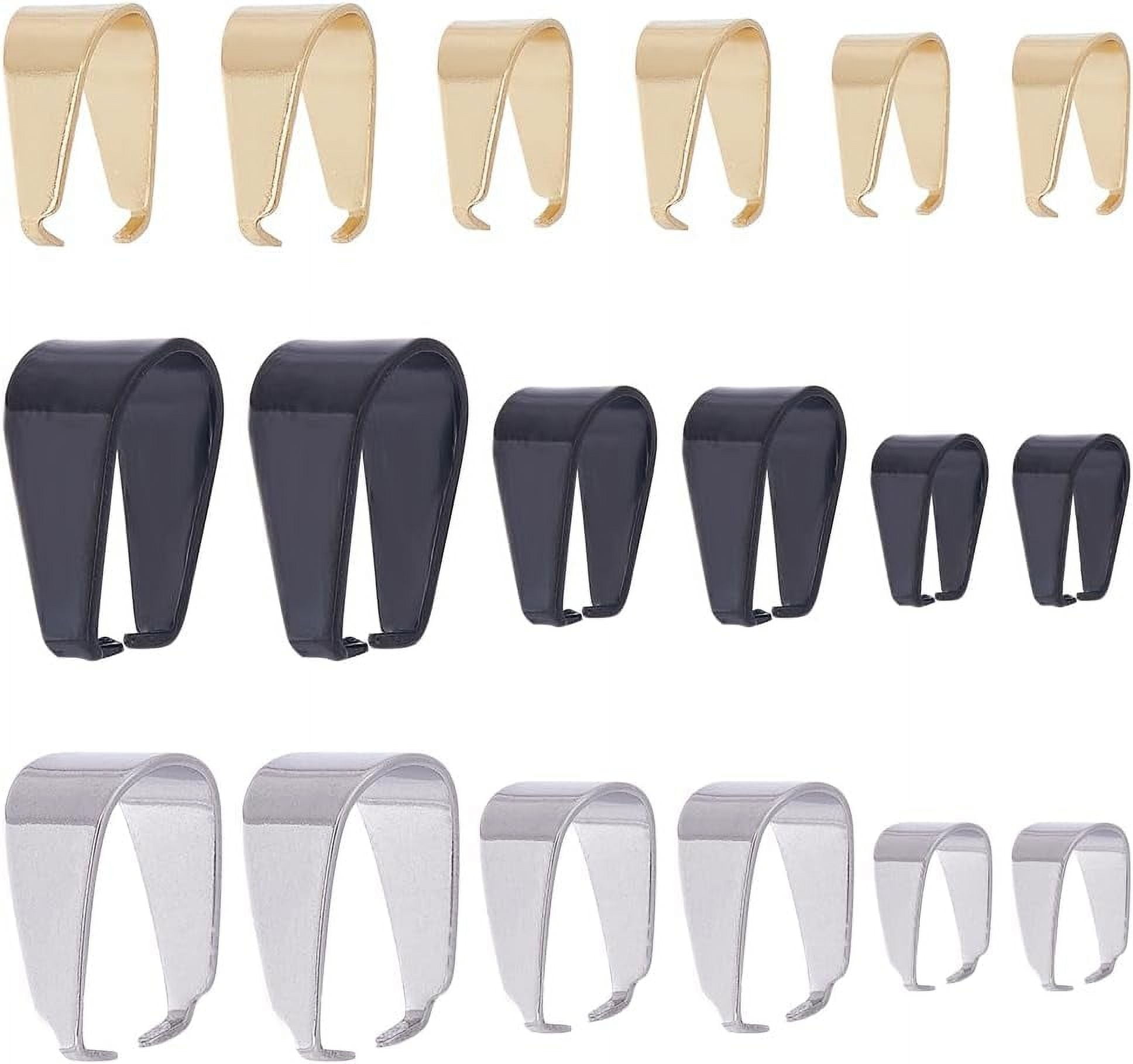 1 Box 72Pcs Pendant Clasps Bail Clasp 304 Stainless Steel Pinch Bails Necklace Pendants ...