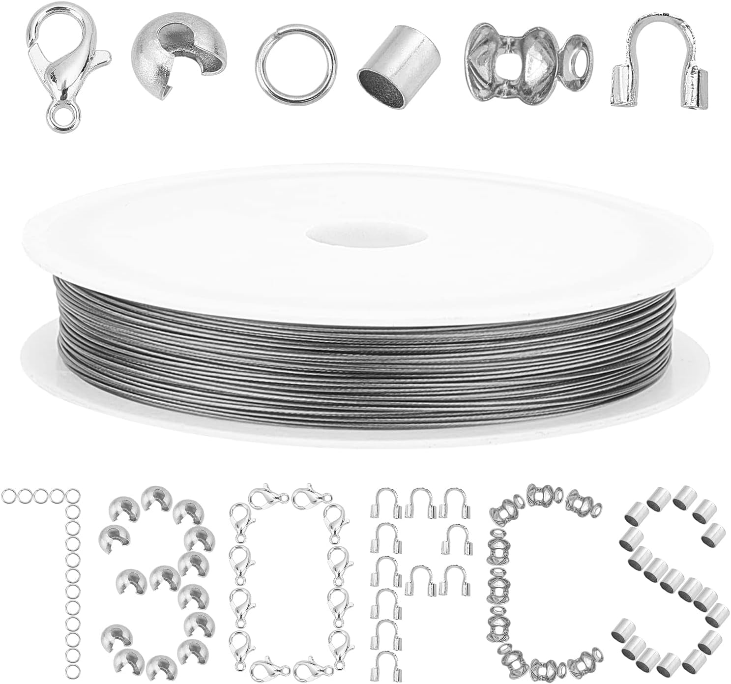 1 Box 730Pcs Tube Brass Crimp Beads Brass Crimp Beads Cover Bead Tips ...