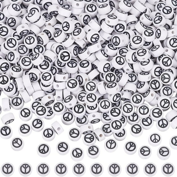 1 Box 730pcs 100g Peace Sign Beads Bulk Peace and Love Beads Small ...