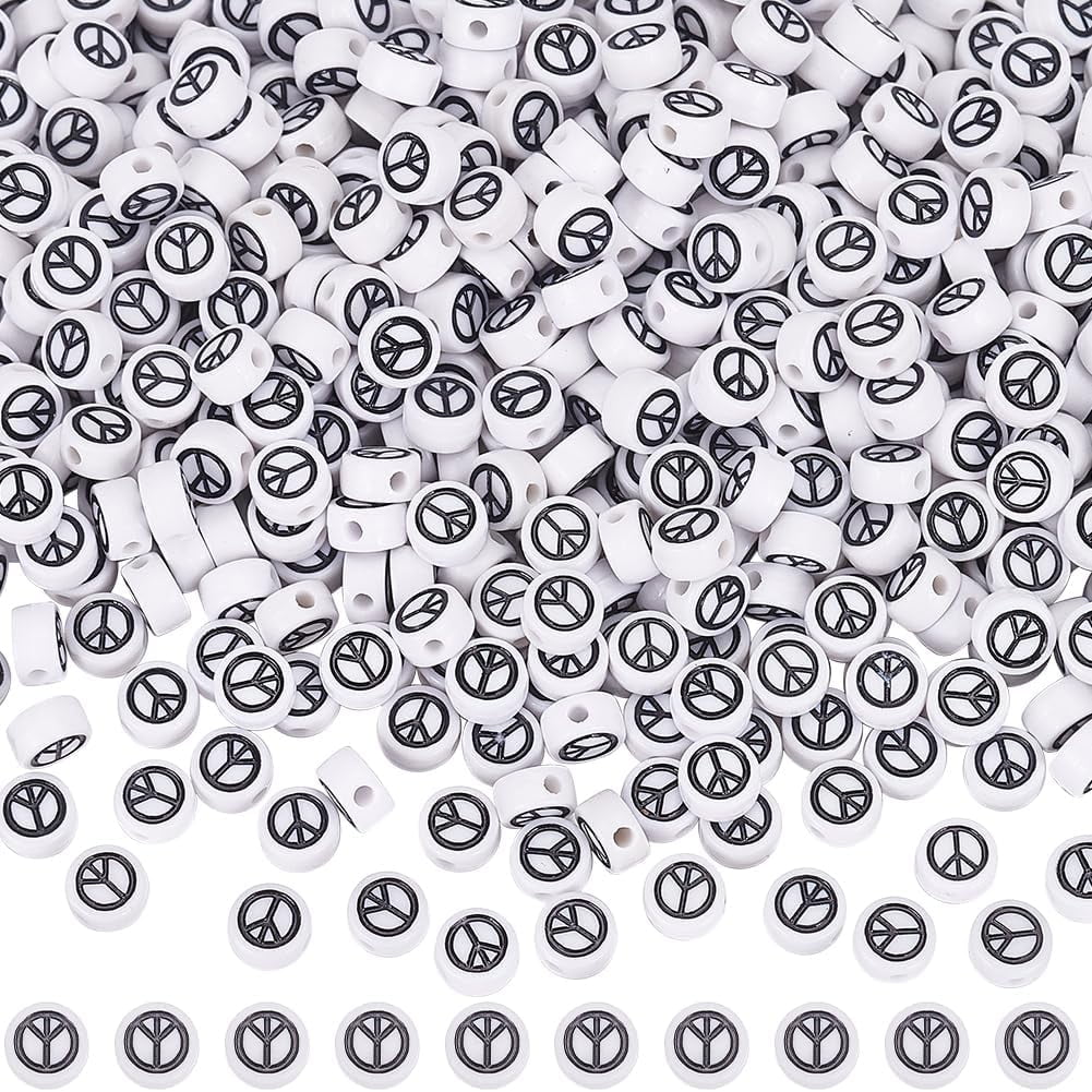 1 Box 730pcs 100g Peace Sign Beads Bulk Peace and Love Beads Small ...